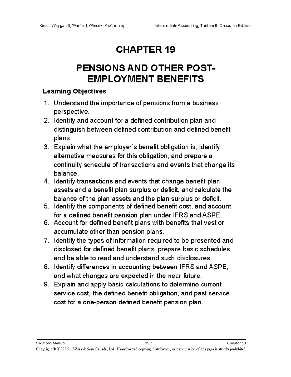Sm19 - Accounting - CHAPTER 19 PENSIONS AND OTHER POST- EMPLOYMENT ...