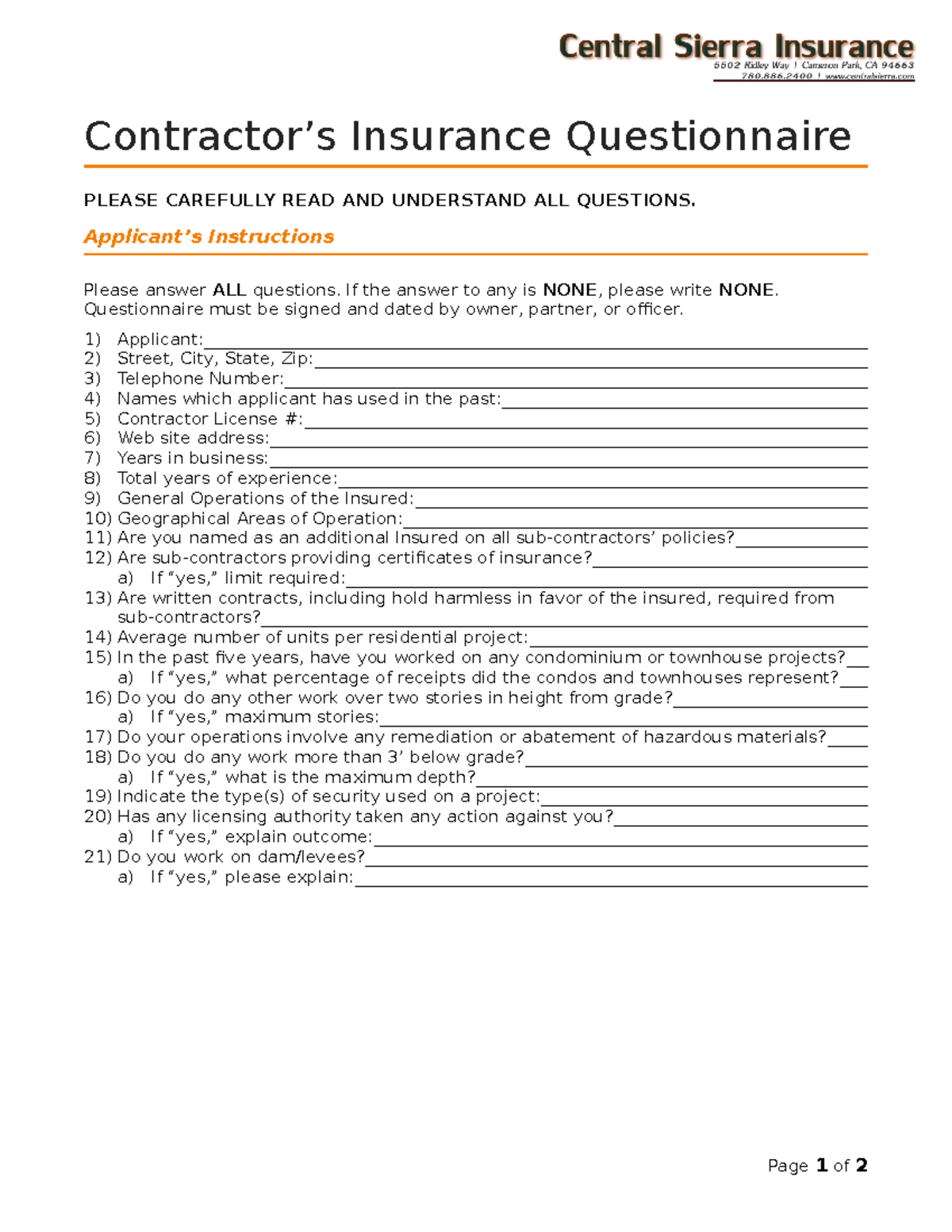 Jany.perez-Insurance Questionnaire (2-1) - Contractor’s Insurance ...
