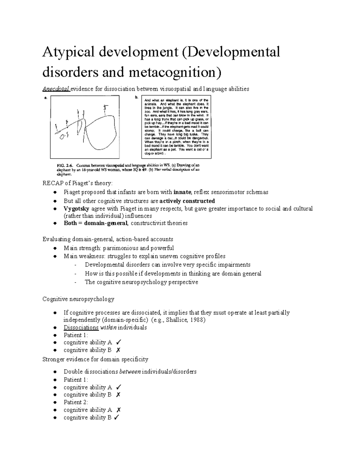 Atypical development - Lecture notes 8 - Atypical development ...
