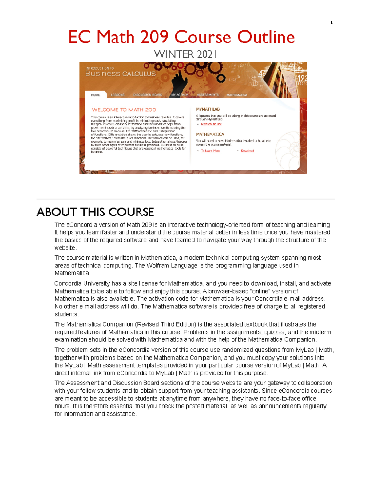 Math 209 outline - EC Math 209 Course Outline WINTER 2021 ABOUT THIS ...