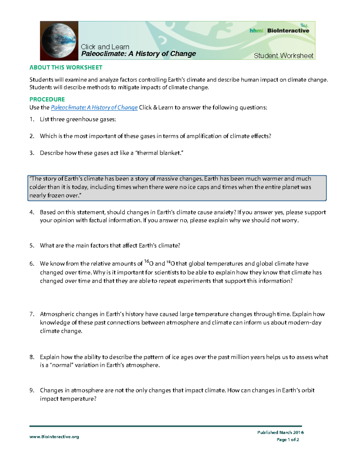 Paleoclimate-student-worksheet - ठ⃚ BioInteractive Student Worksheetठ⃚ ...