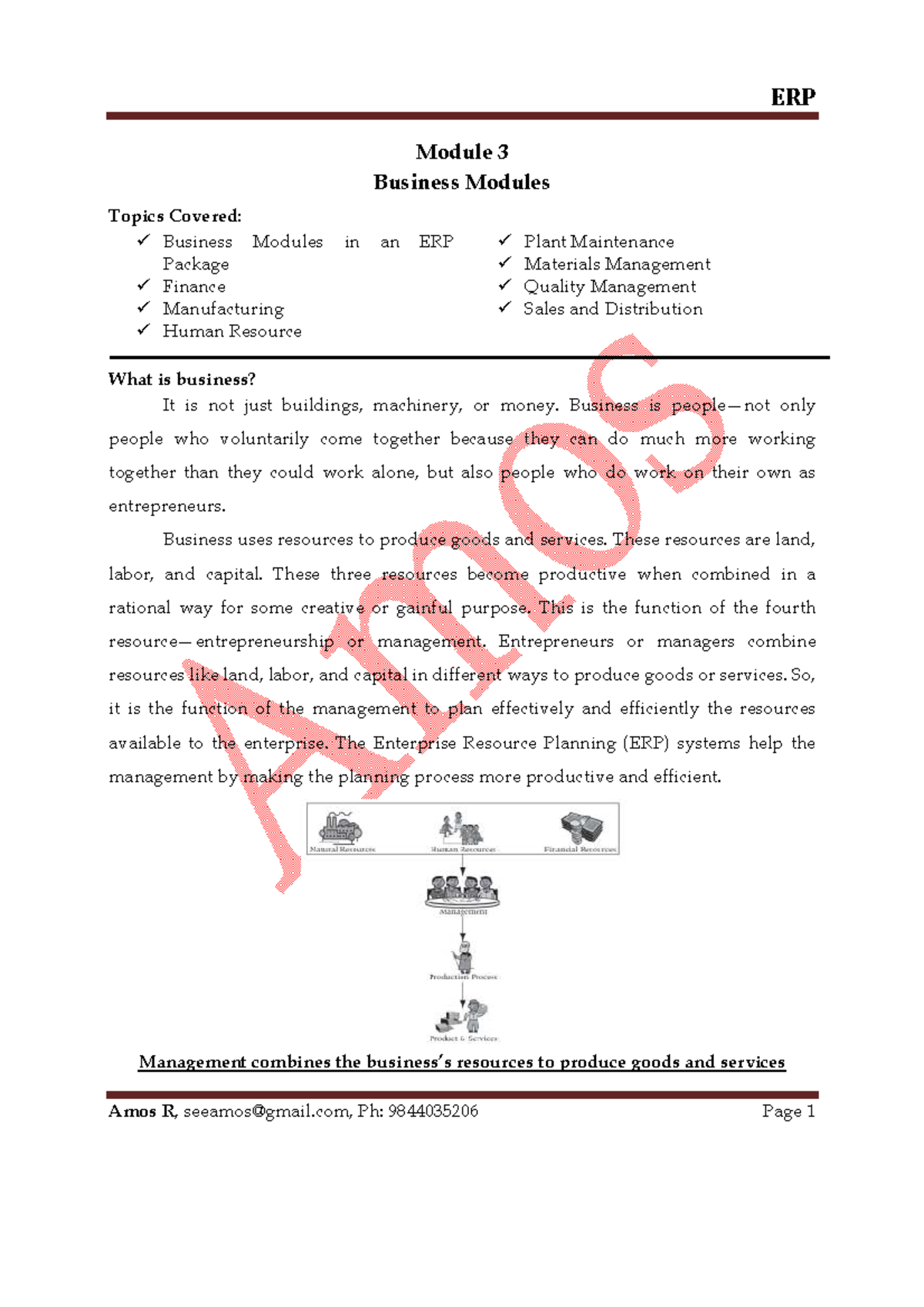 ERP Module 3 - Amos R - Erp - Module 3 Business Modules Topics Covered ...