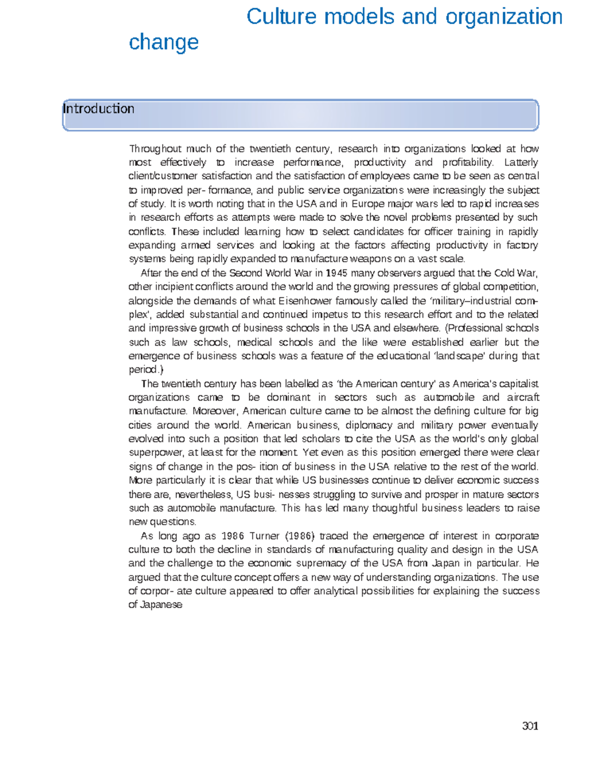Culture models and organization change - Culture models and ...