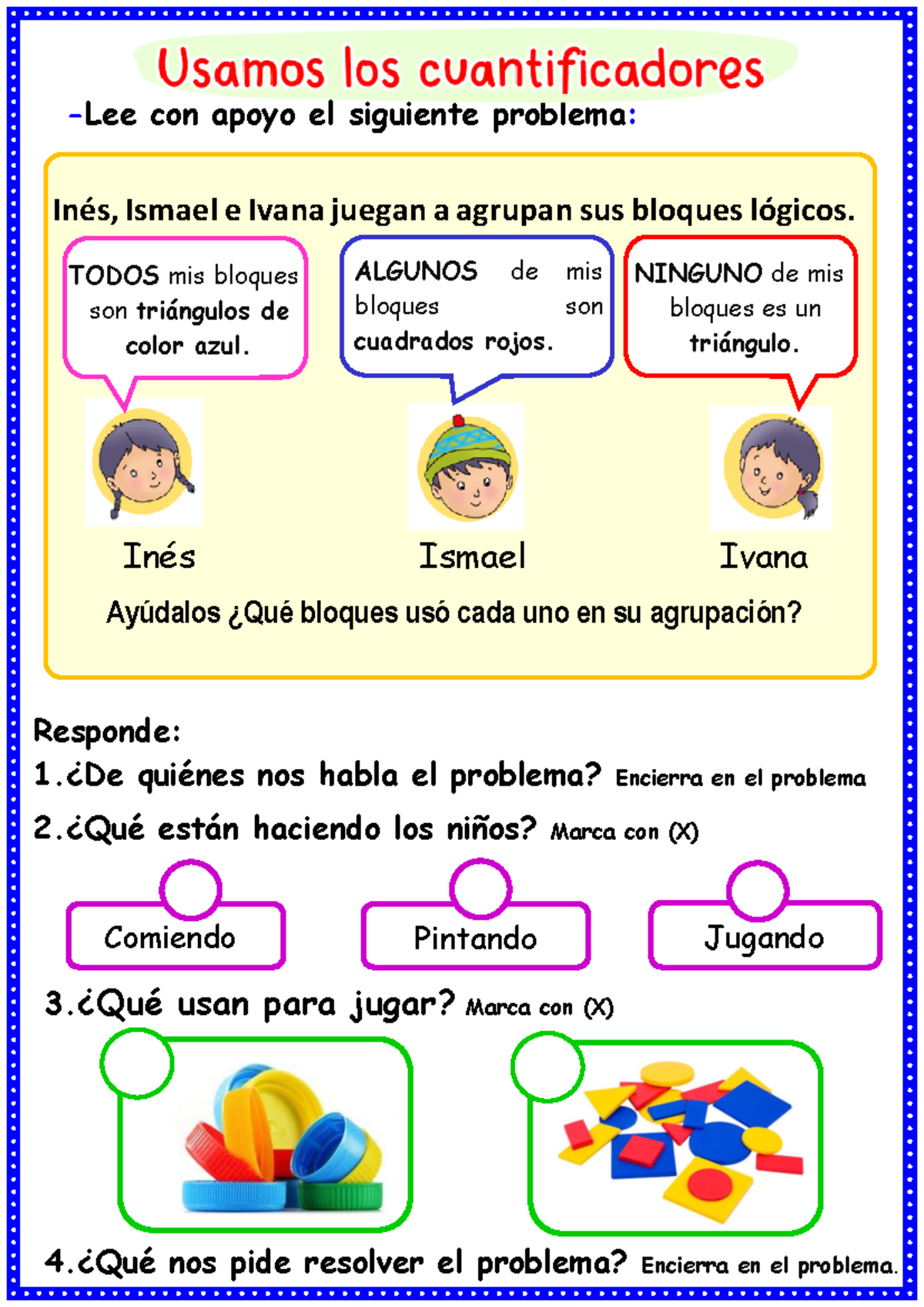 Ficha Cuantficadores Todos, Algunos Y Ninguno Maestra Janet - Lee con ...