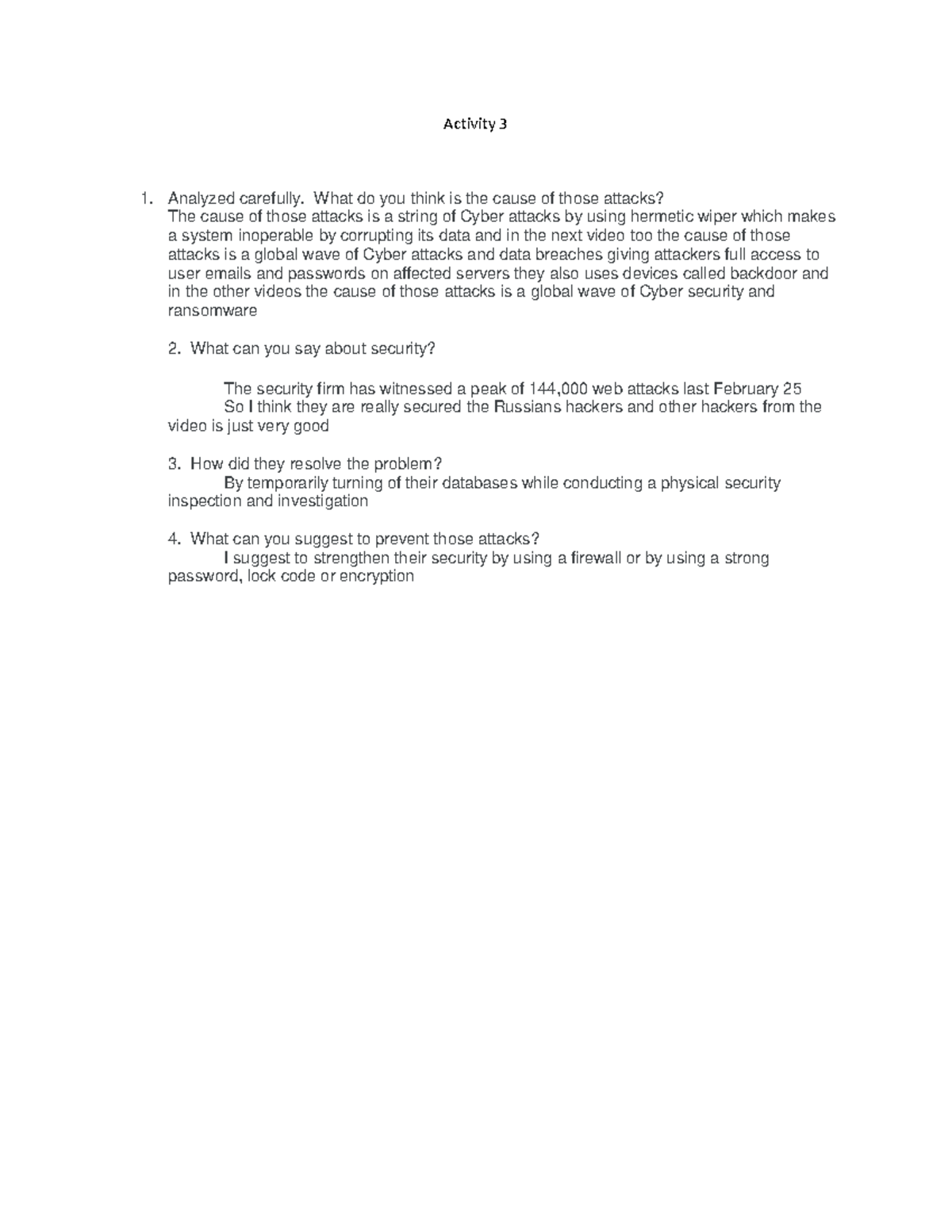Social Media Cyber Attacks - Activity 3 Analyzed carefully. What do you ...