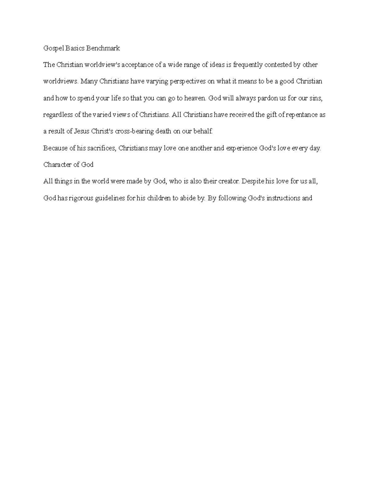 Gospel Basics Benchmark - Many Christians have varying perspectives on ...