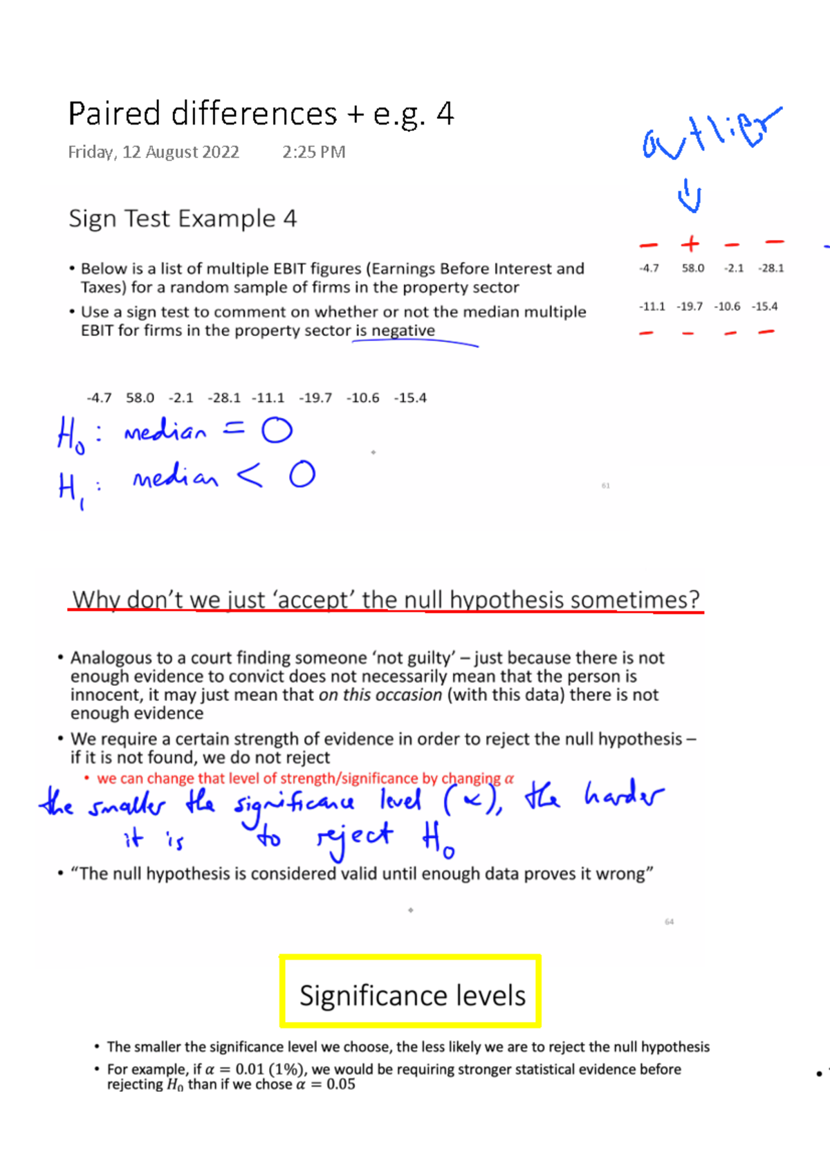 Paired differences + e.g. 4 - STAT193 - Paired differences e. 4 Friday ...