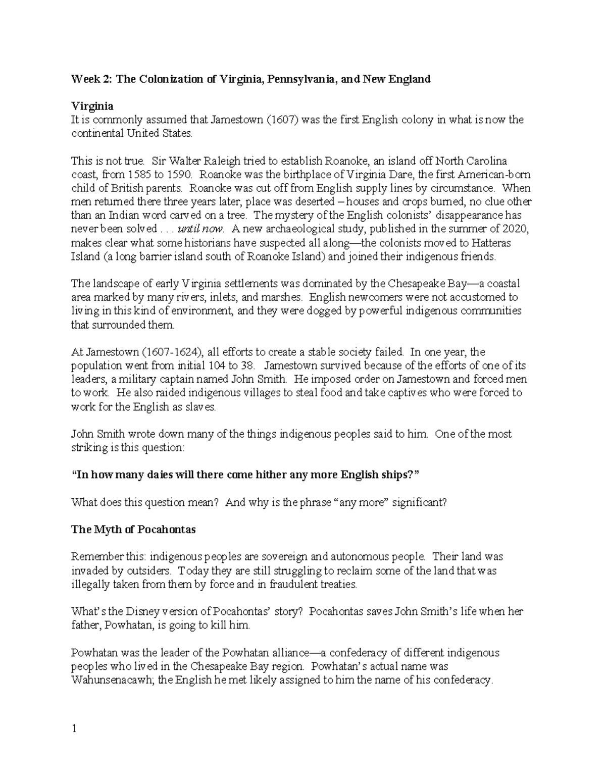 2 The Colonization of Virginia, Pennsylvania, and New England - This is ...