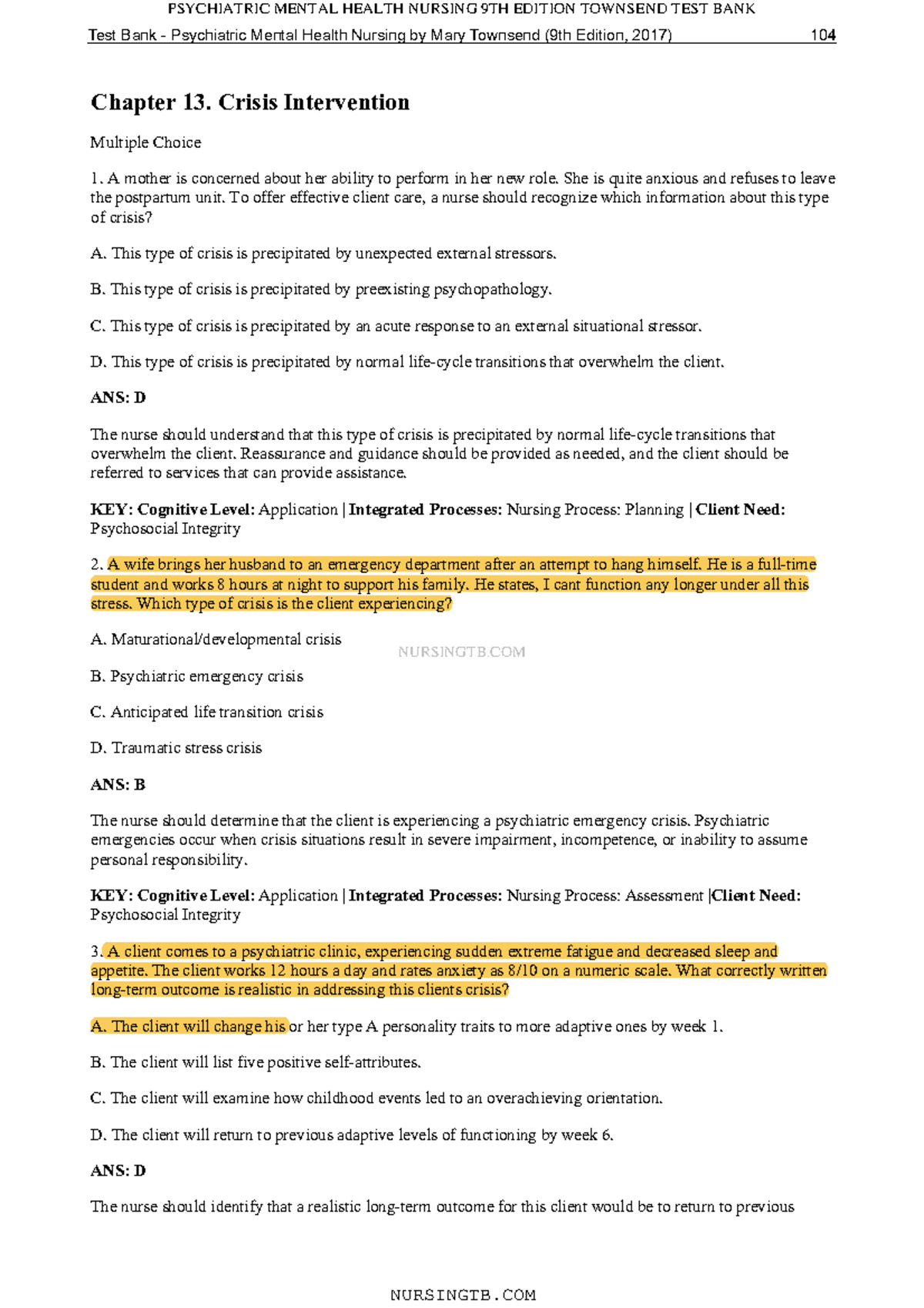 TB-Chapter 13. Crisis Intervention - NURSINGTB Chapter 13. Crisis ...
