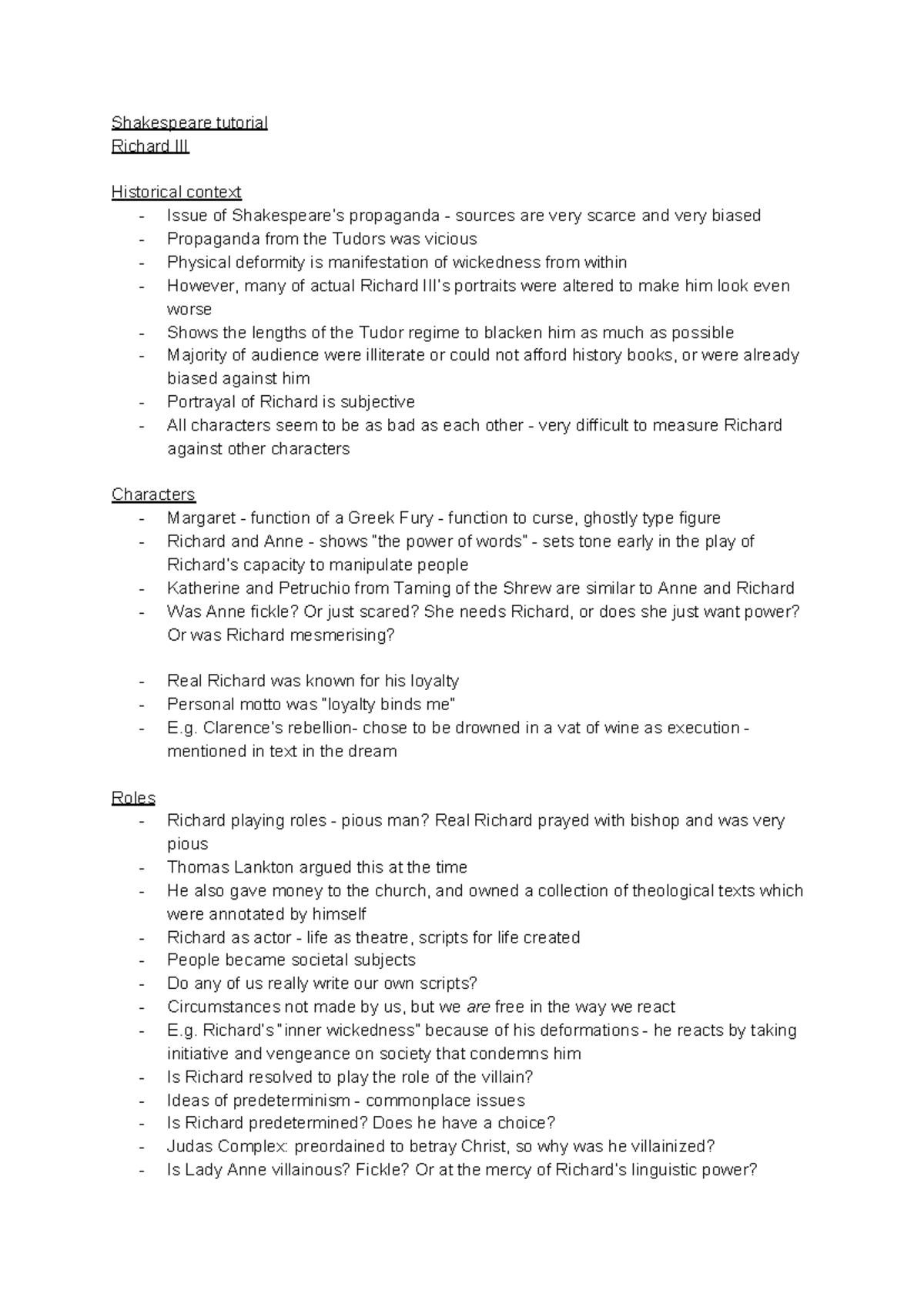 Tutorial on Richard III - Shakespeare tutorial Richard III Historical ...