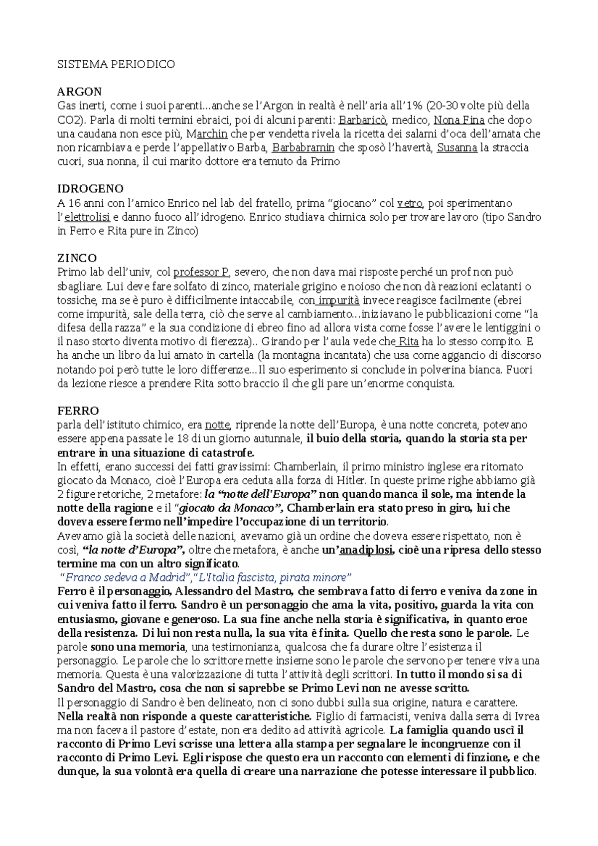 Riassunto Sistema Periodico di Primo Levi - SISTEMA PERIODICO ARGON Gas ...