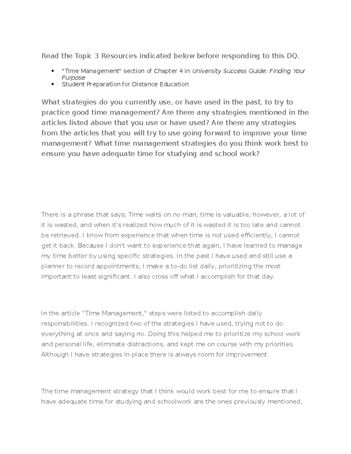 Topic 3 DQ 2 - Read the Topic 3 Resources indicated below before ...