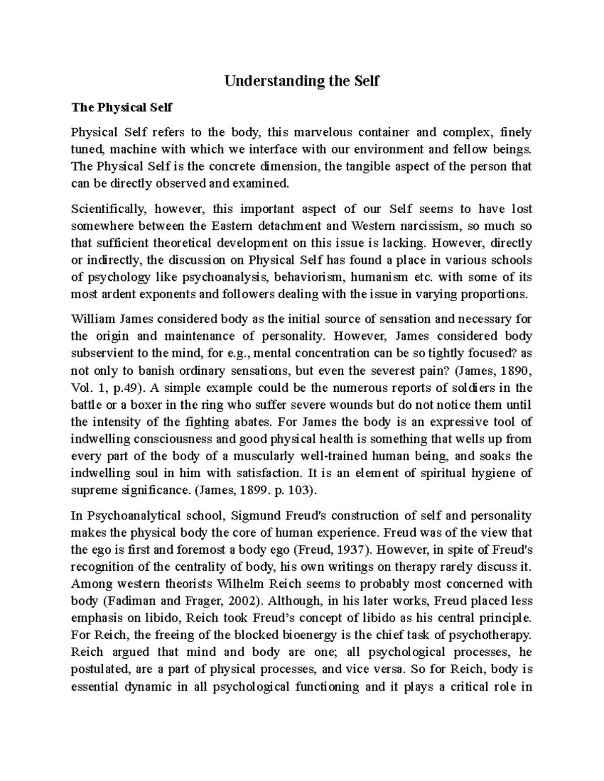 The Physical Self - Summary - Understanding the Self The Physical Self ...