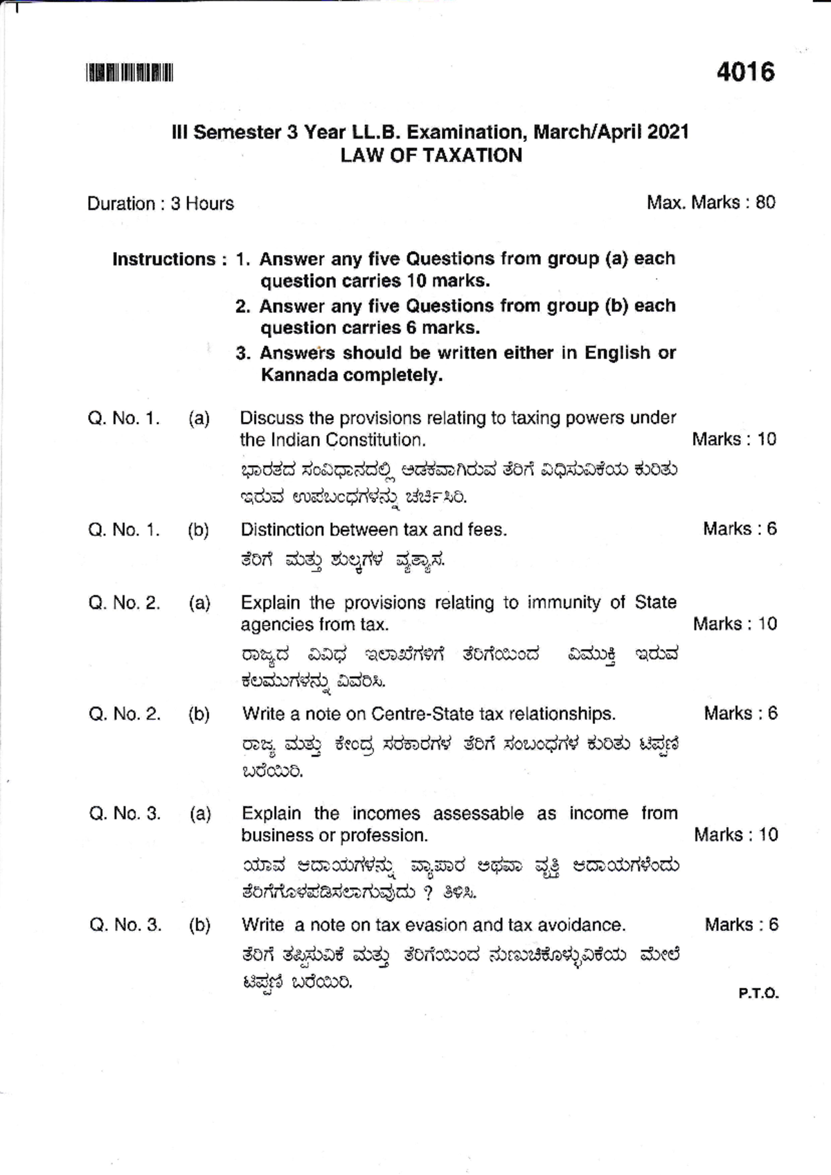 Tax Apr 2021 80 marks - Question paper - '_l ####### rtililt]iltil]il]t ...