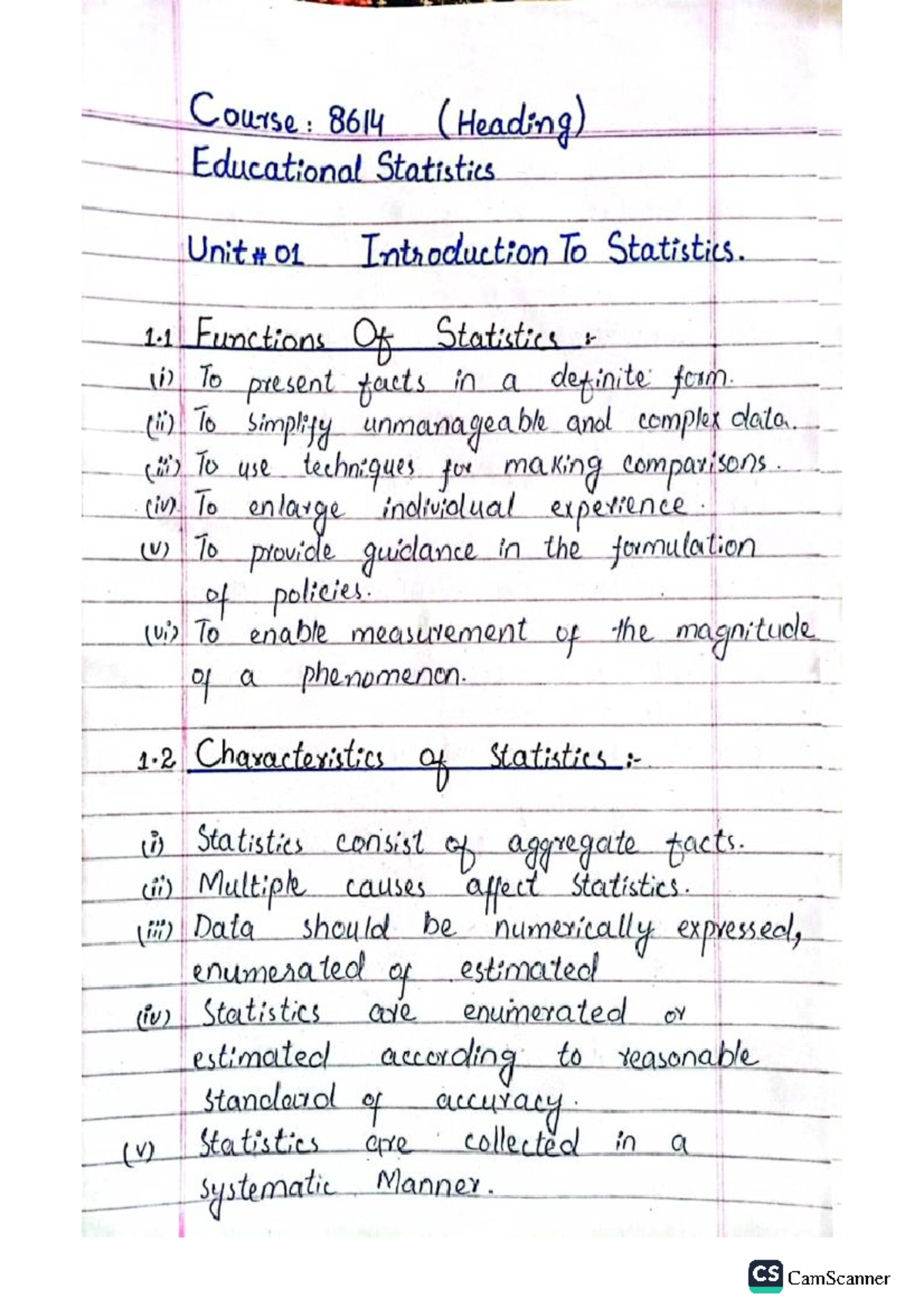 Educational Statistics (8614), Unit 1-6 , - Critical Thinking and ...