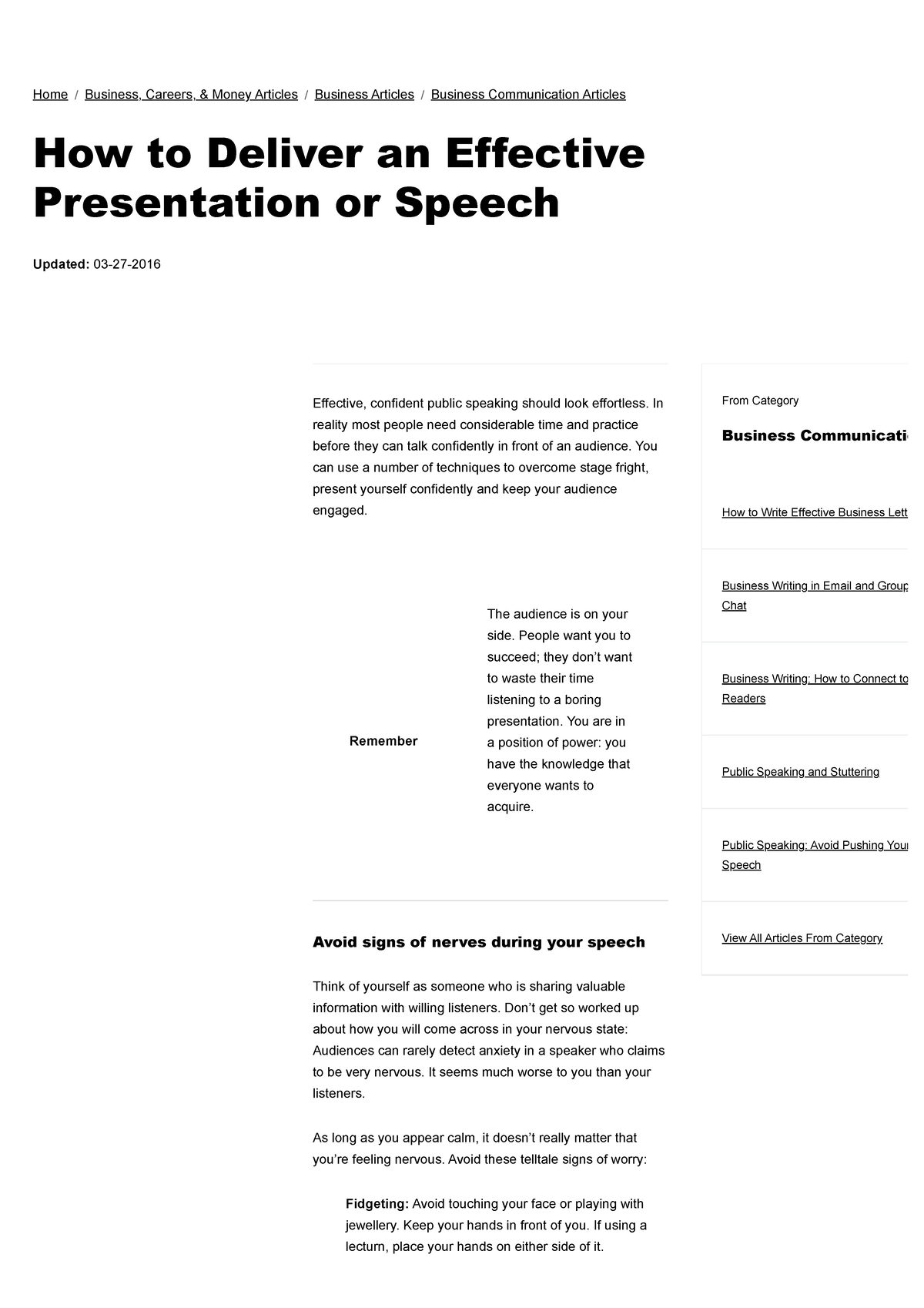 How to Deliver an Effective Presentation or Speech - article ...