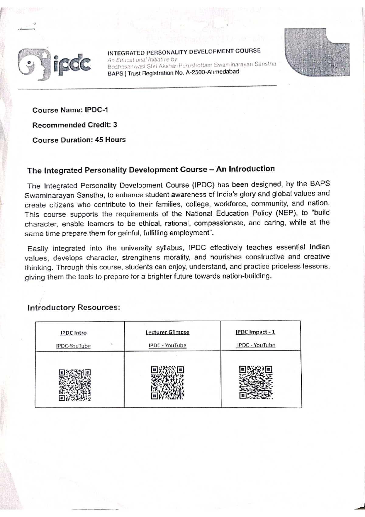 IPDC-PDF - N/A - INTEGRATED PERSONALITY DEVELOPMENT COURSE 9j ipcc An Educational Initiative ...