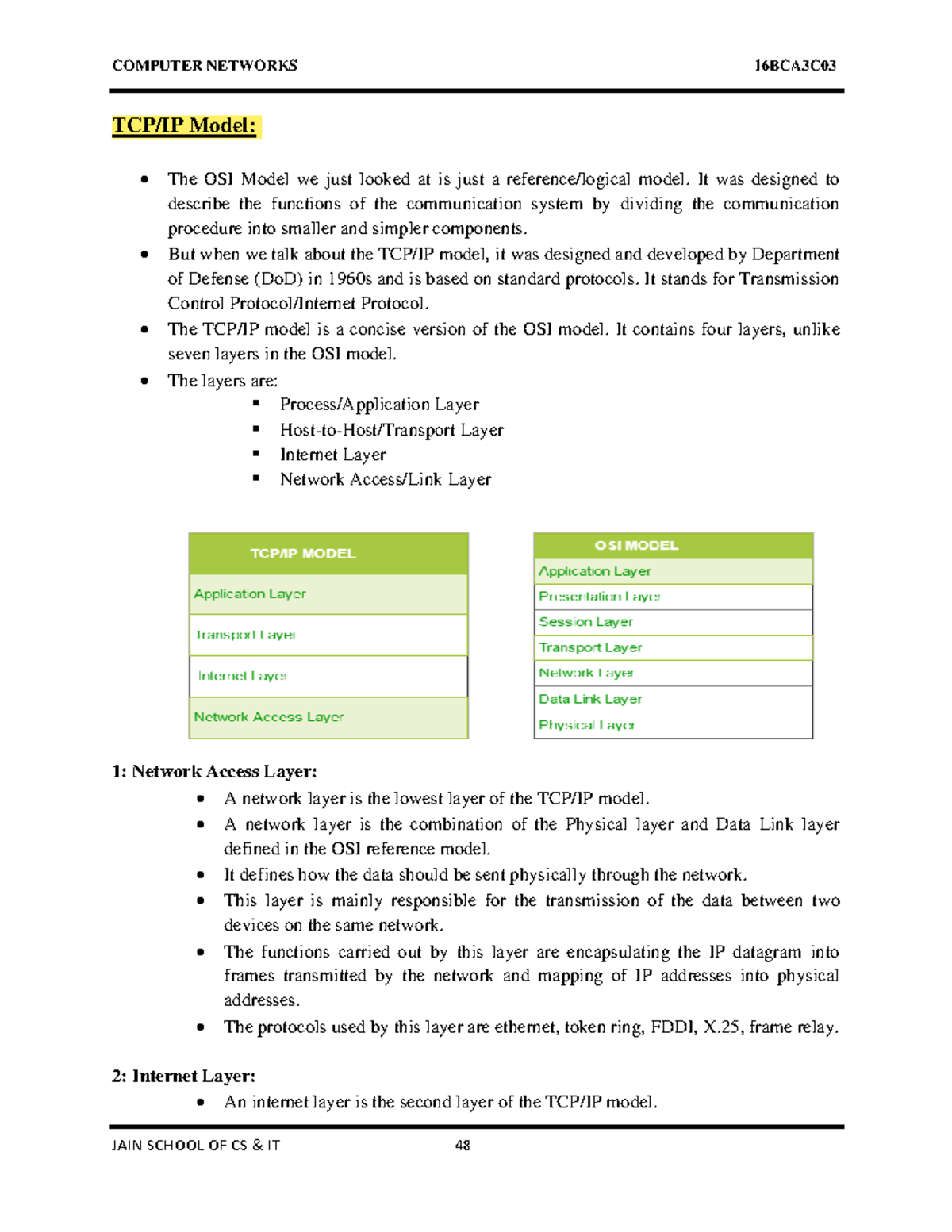 Tcpip Model Tcpip Model The Osi Model We Just Looked At Is Just A Referencelogical Model
