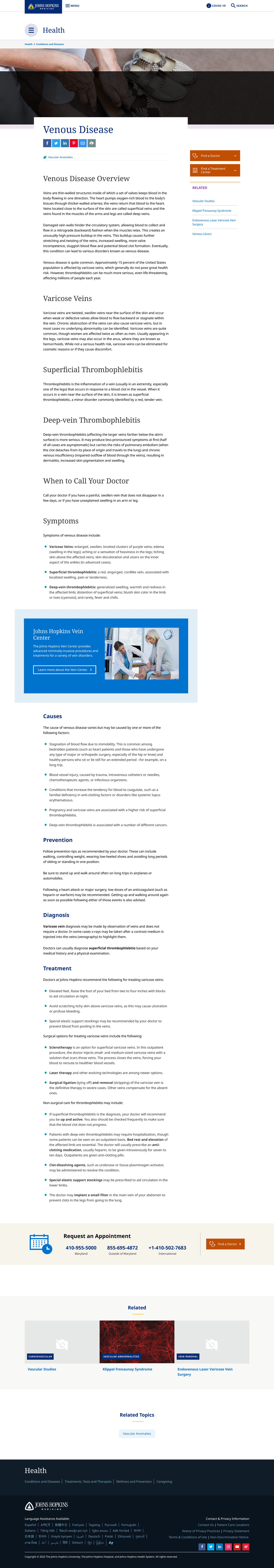Venous Disease Johns Hopkins Medicine - Vascular Studies Klippel ...