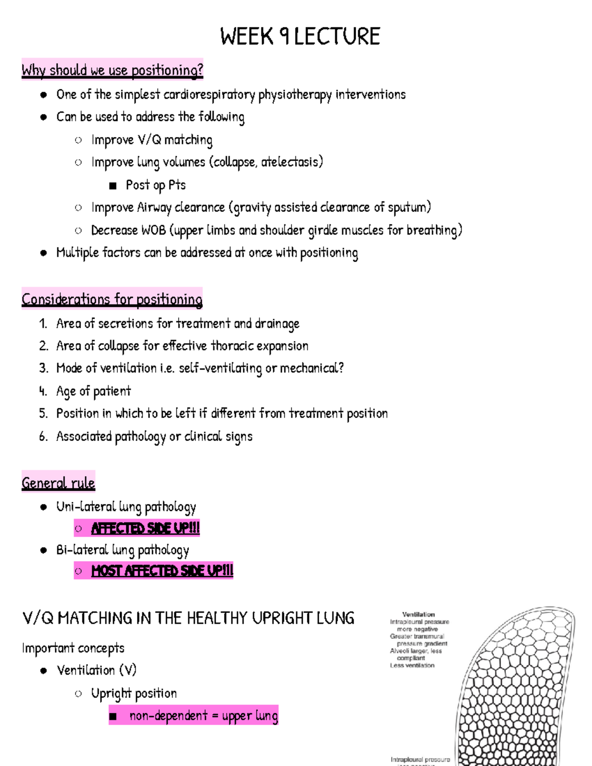 WK 9 - Intervention - WEEK 9 LECTURE Why should we use positioning? One ...