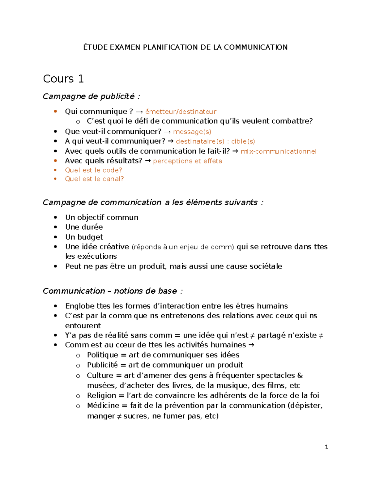 Com127 etude examen 1 - étude pour l'exam - ÉTUDE EXAMEN PLANIFICATION ...