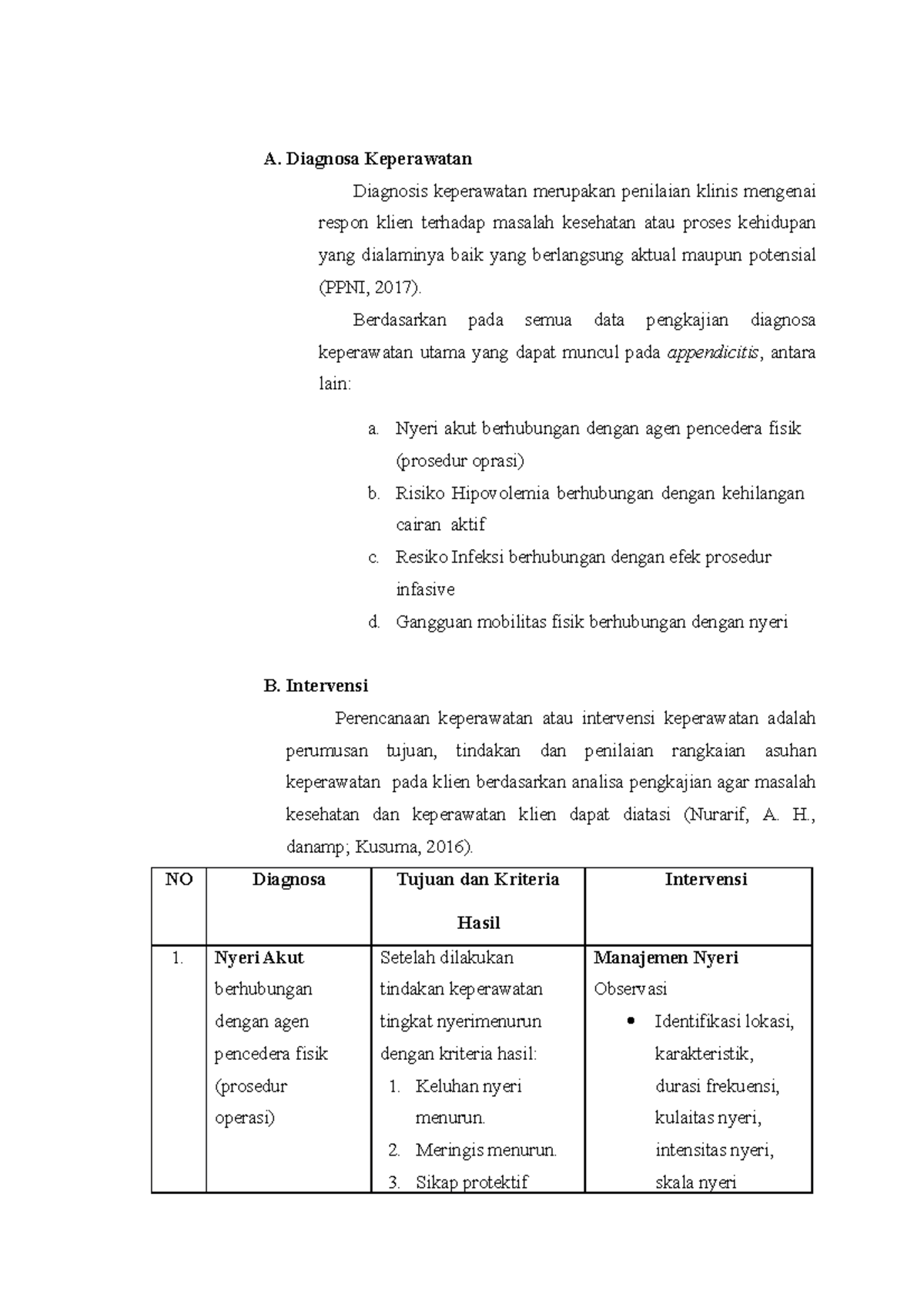 Laporan Pendahuluan POST OP Apendisitis Rev - Copy - A. Diagnosa ...