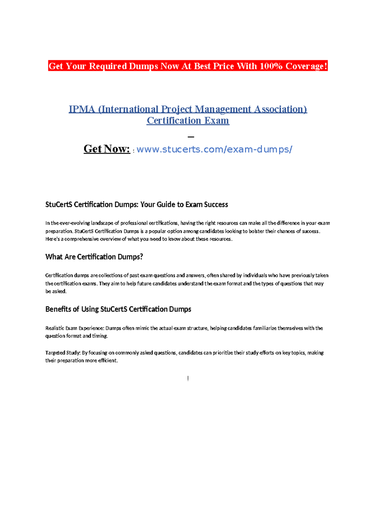 IPMA (International Project Management Association) Certification Exam ...