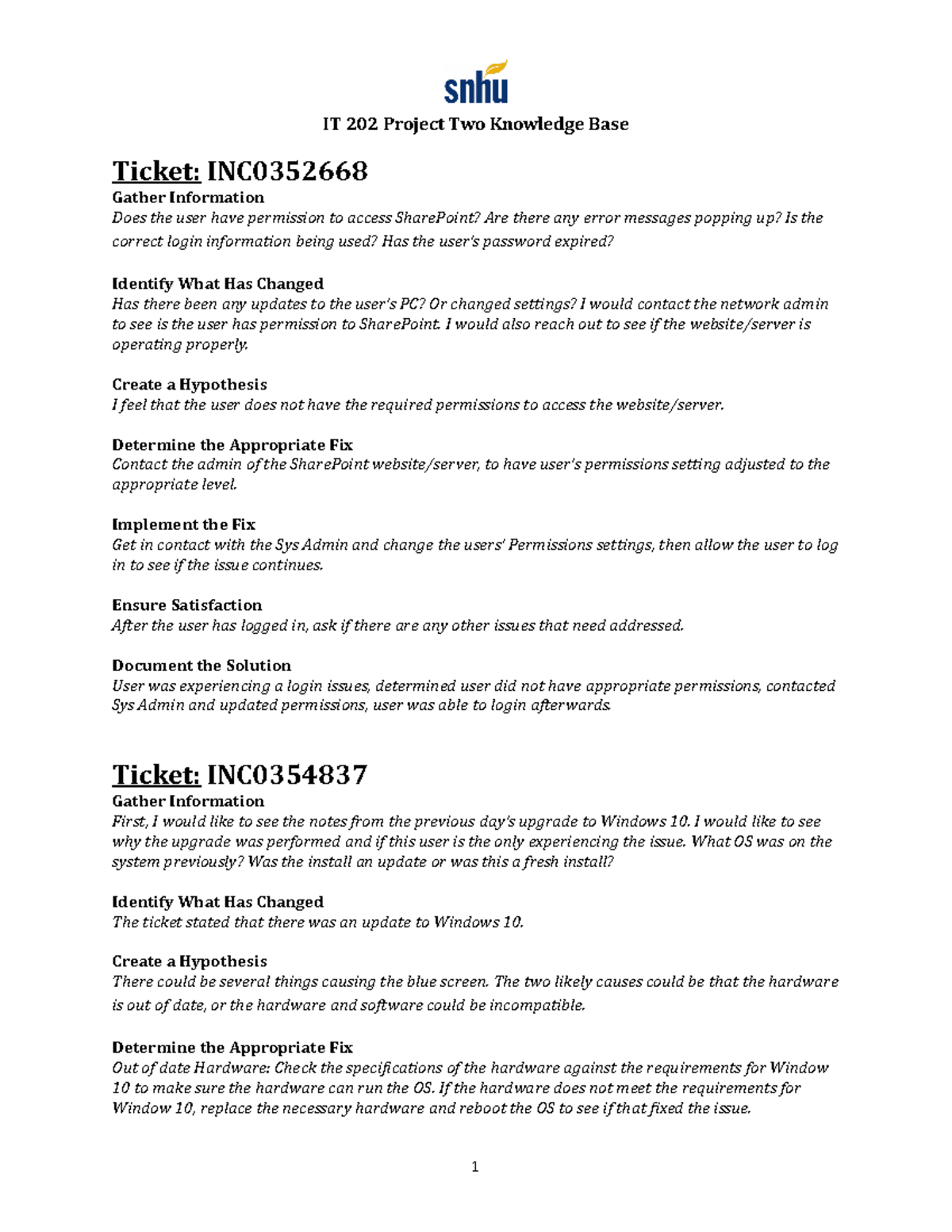 IT 202 Project Two Knowledgebase - IT 202 Project Two Knowledge Base ...