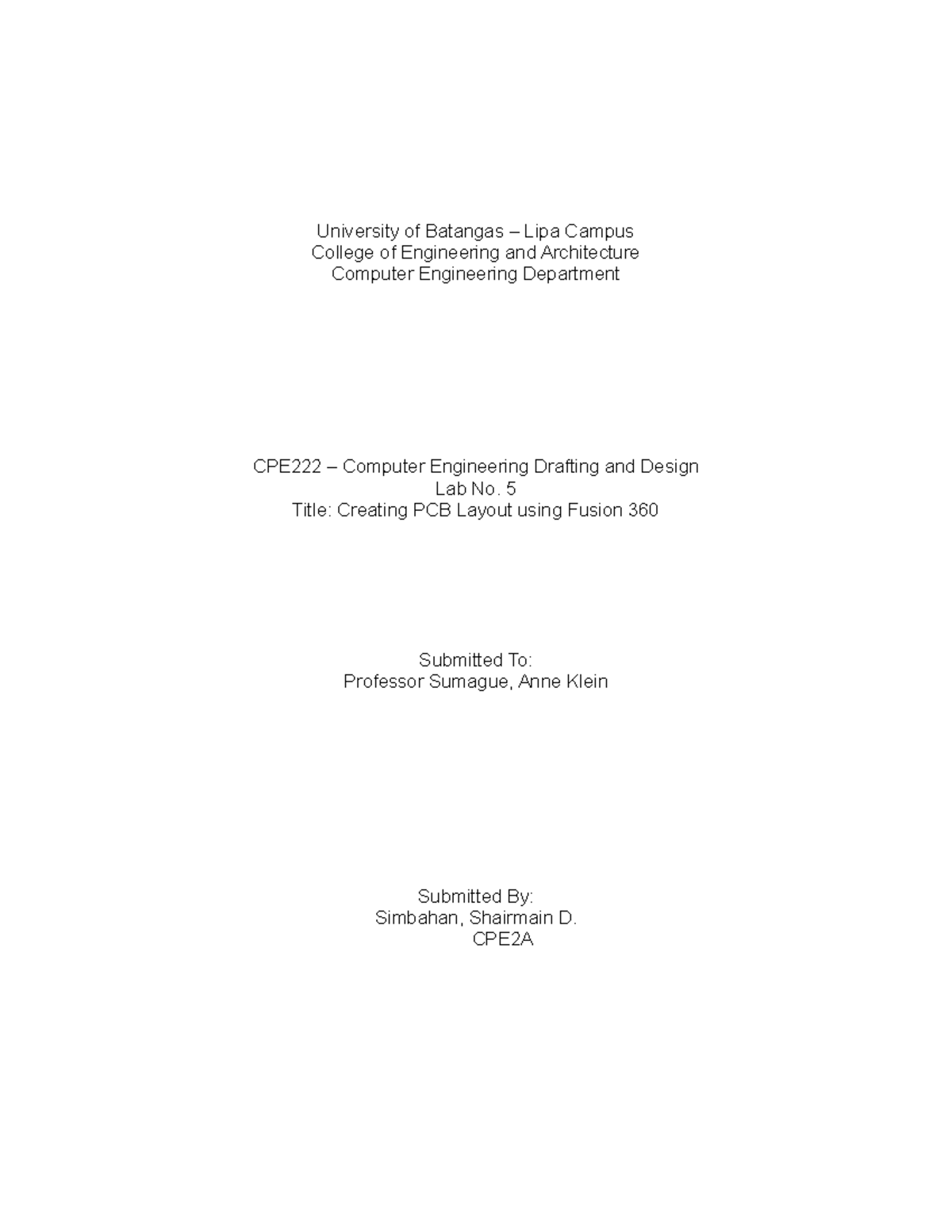 Laboratory 5- Simbahan - University of Batangas – Lipa Campus College ...