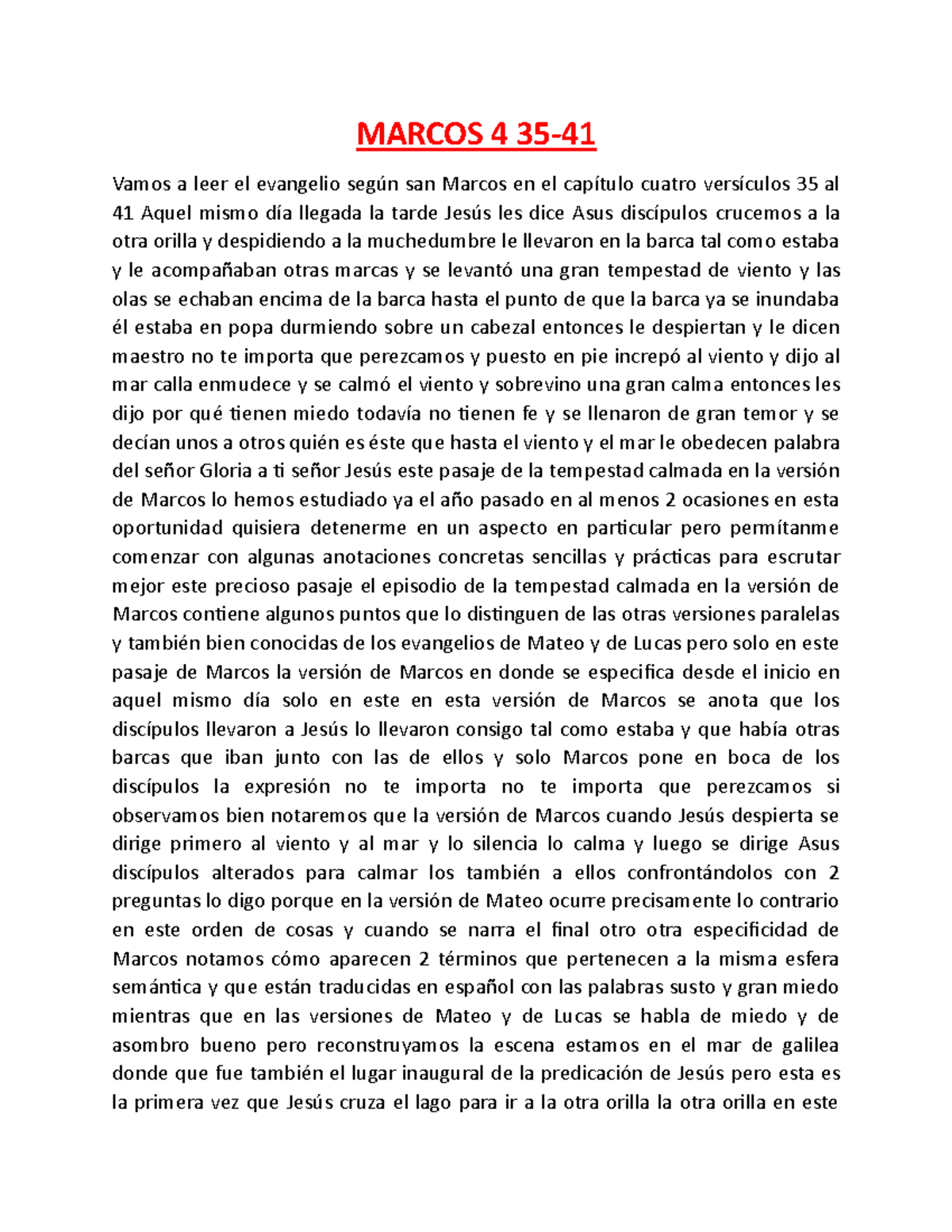 Marcosss - RELIGIONNNNNN - MARCOS 4 35- 41 Vamos a leer el evangelio ...