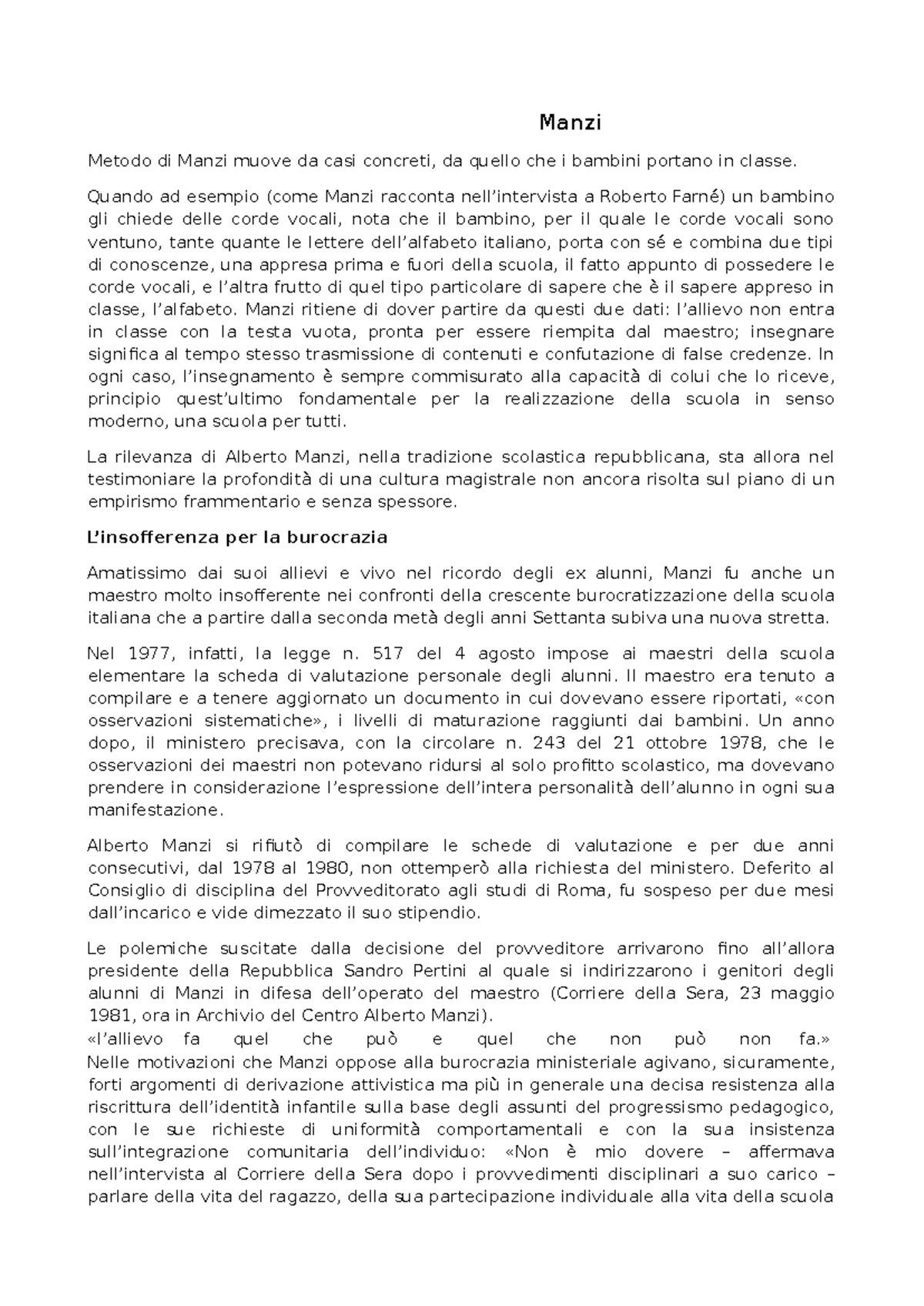 Sci um da Freinet a Sostanze stupefacenti - Manzi Metodo di Manzi muove ...