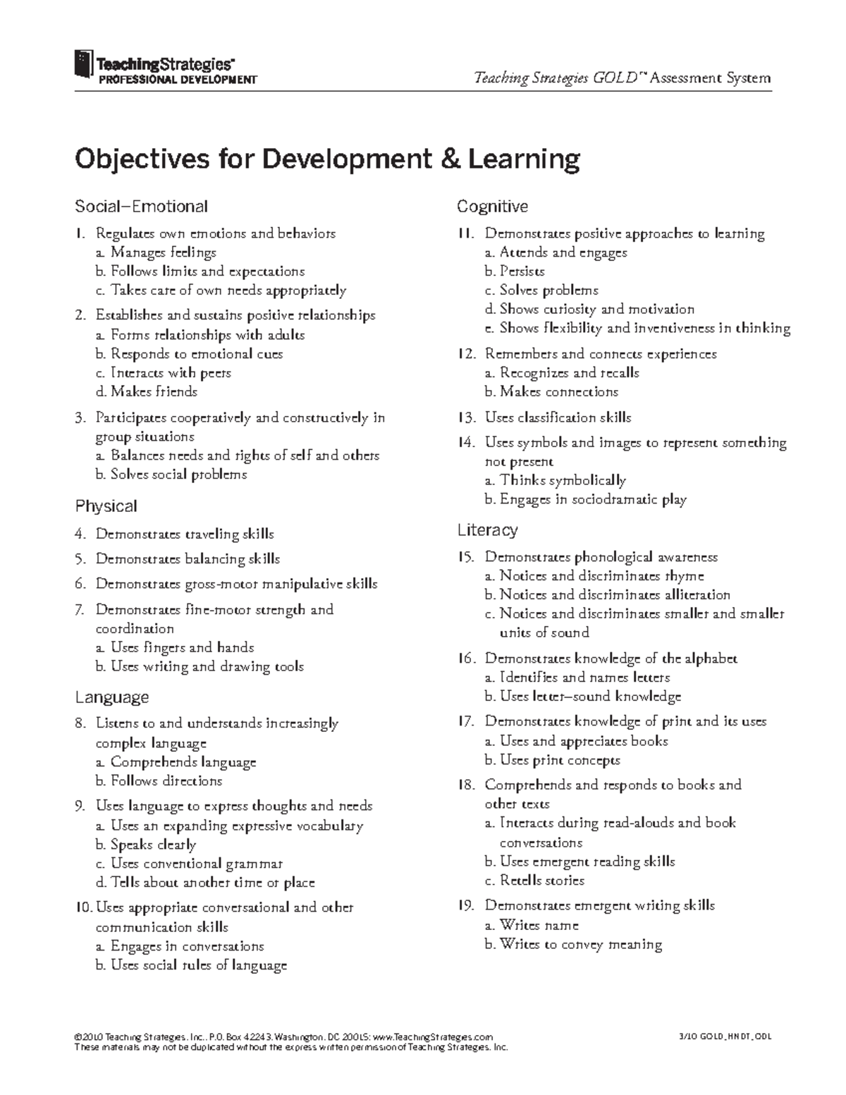 Teaching Strategies Assessment System Objectives - Studocu