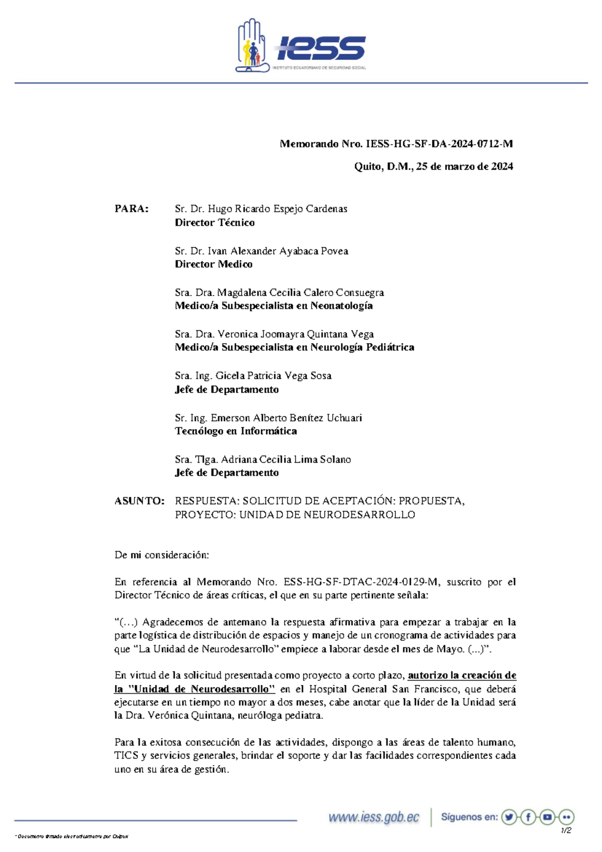 IESS HG SF DA 2024 0712 M - Memorando Nro. IESS-HG-SF-DA-2024-0712-M ...