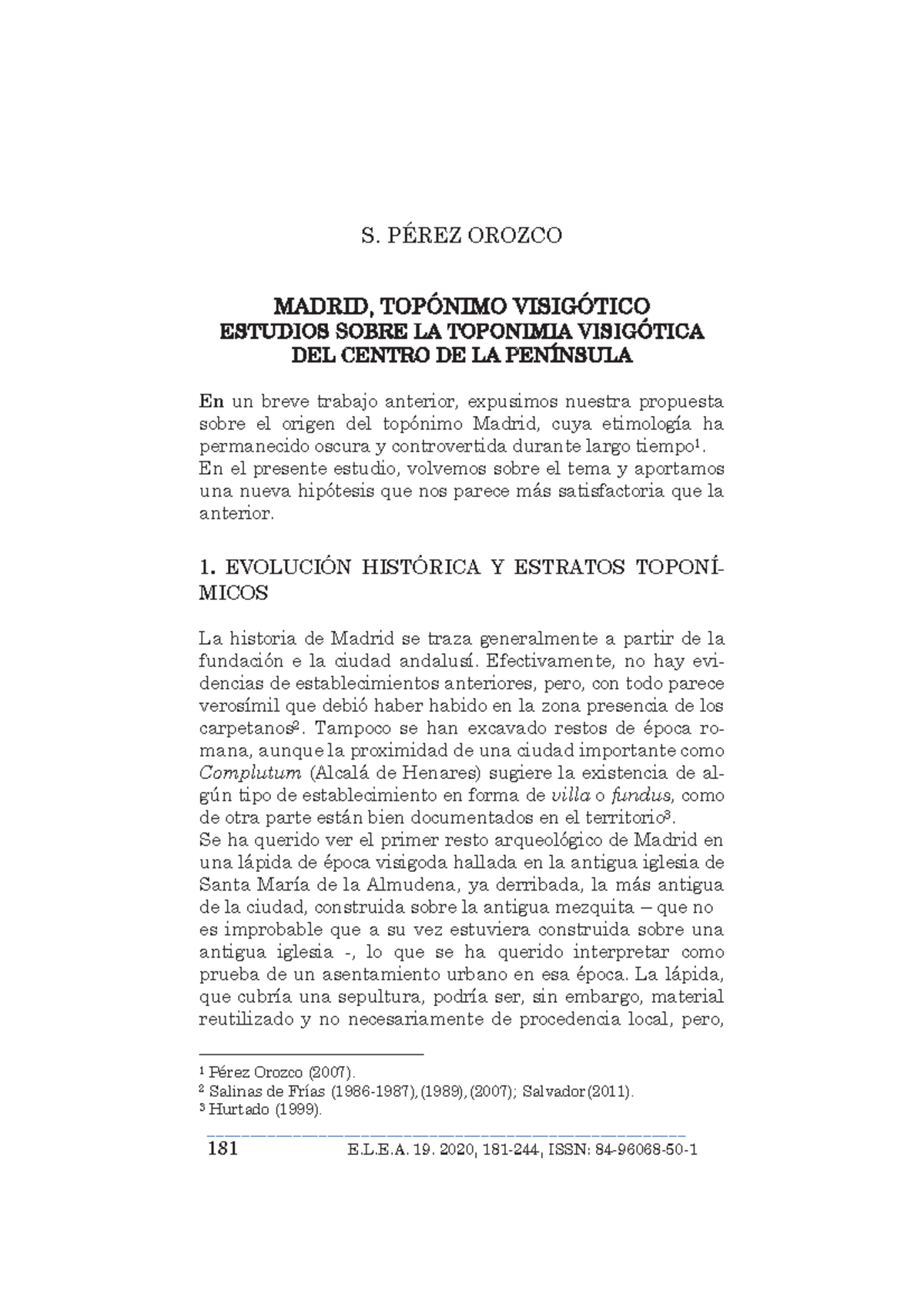 Madrid toponimo visigotico - S. PÉREZ OROZCO MADRID, TOPÓNIMO ...