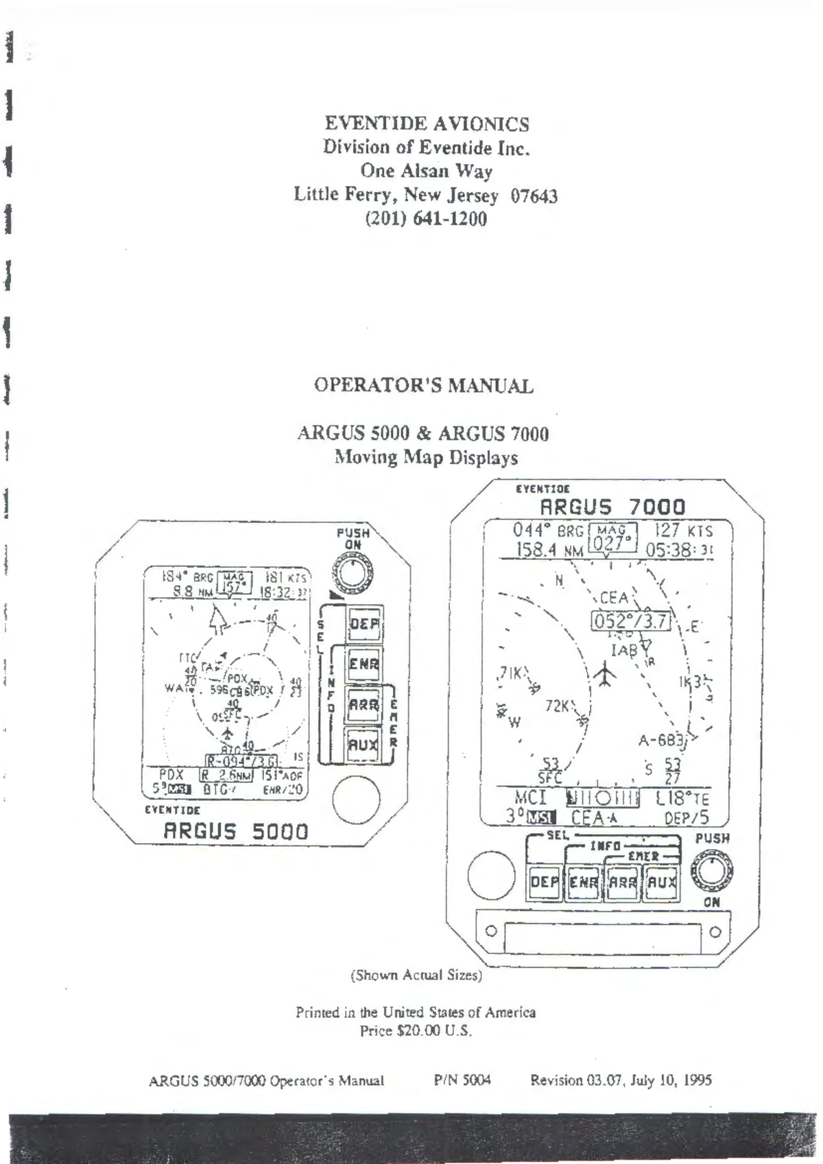 Argus-5000 - avionics materials - ł 1 ~ 1 .J , J ~ t ł VIONICSA EVENTIDE Eventide Inc. of ...