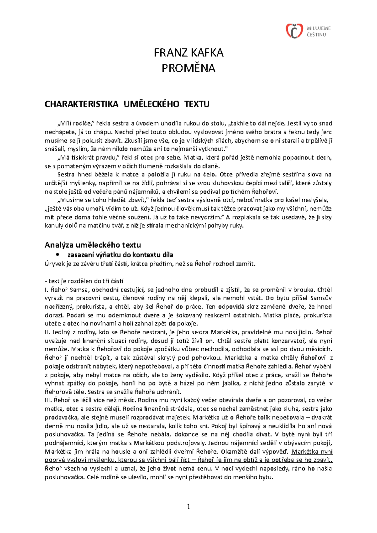 Franz Kafka Promena abcdpdf pdf do word - FRANZ KAFKA PROMĚNA ...