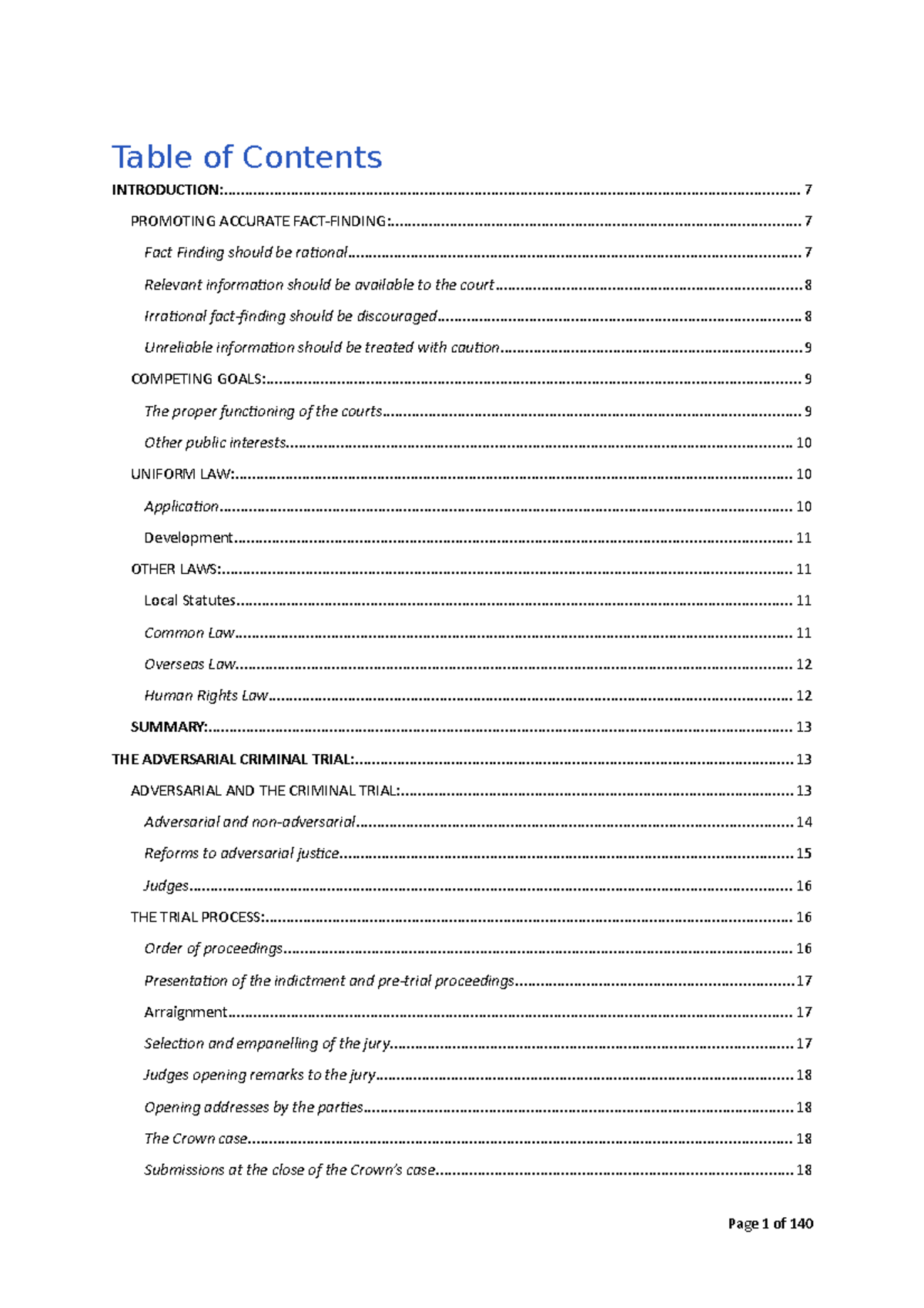 CP Notes - Table of Contents - Studocu