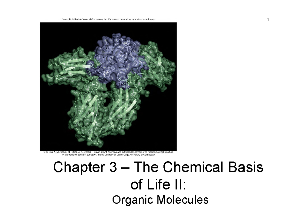 CH 3 Notes for evolution - 1 Chapter 3 – The Chemical Basis of Life II ...