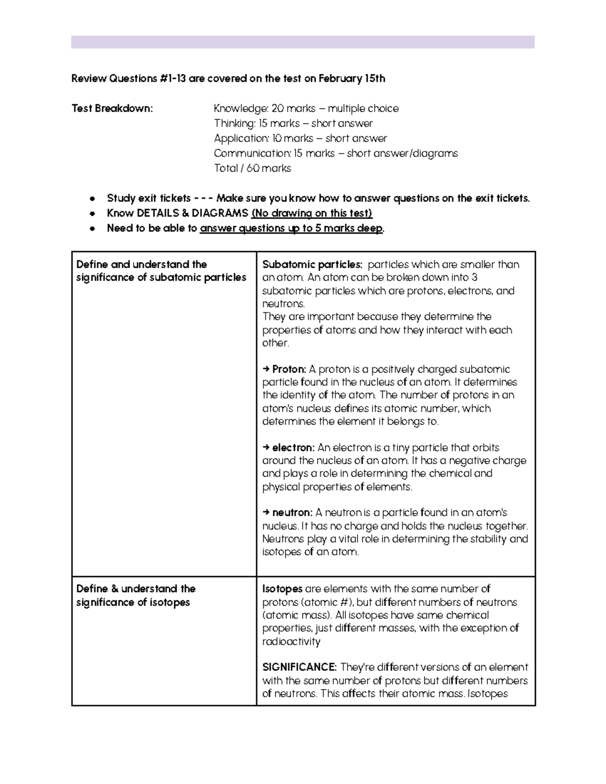 Biochem TEST Review Lesson 1-7 - Review Questions #1-13 are covered on ...