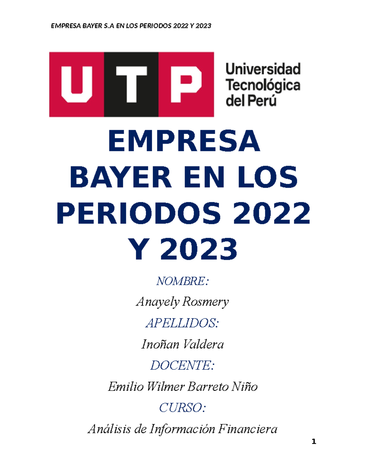 Empresa Bayer EN LOS Periodos 2021 Y 2022+ - EMPRESA BAYER EN LOS ...