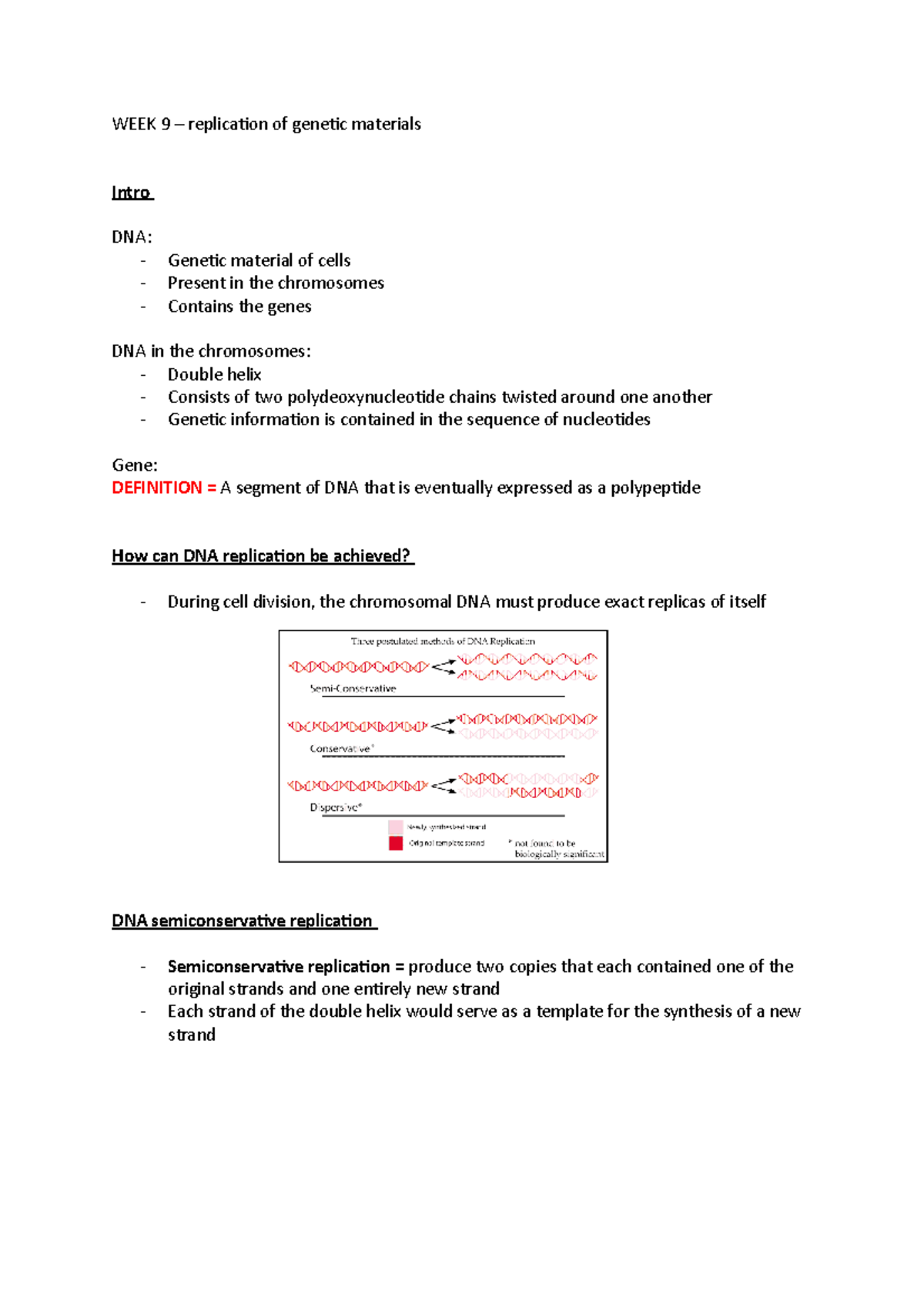 Replication OF Genetic Materials - WEEK 9 – replication of genetic ...