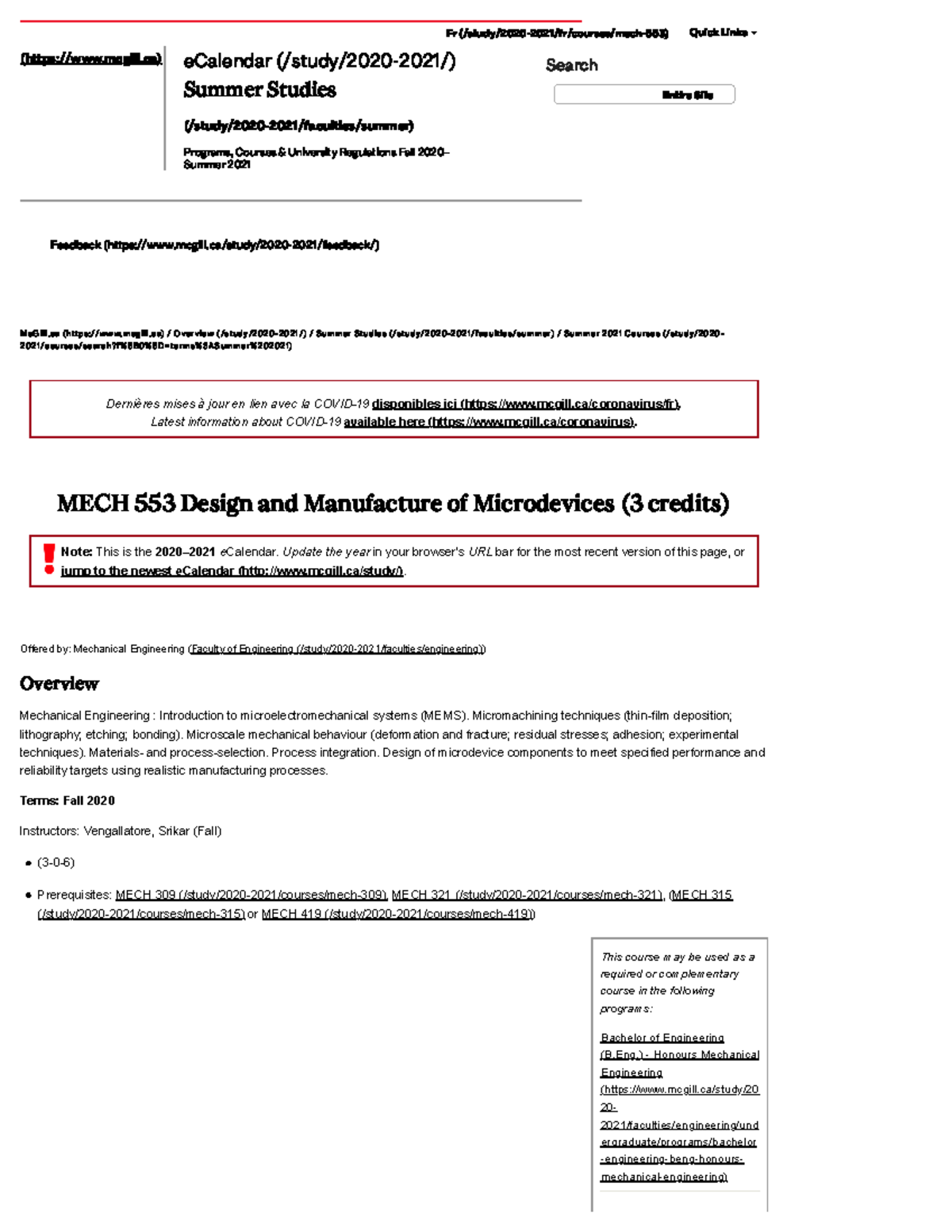 MECH 553 Design and Manufacture of Microdevices (3 credits) - Mc Gill ...