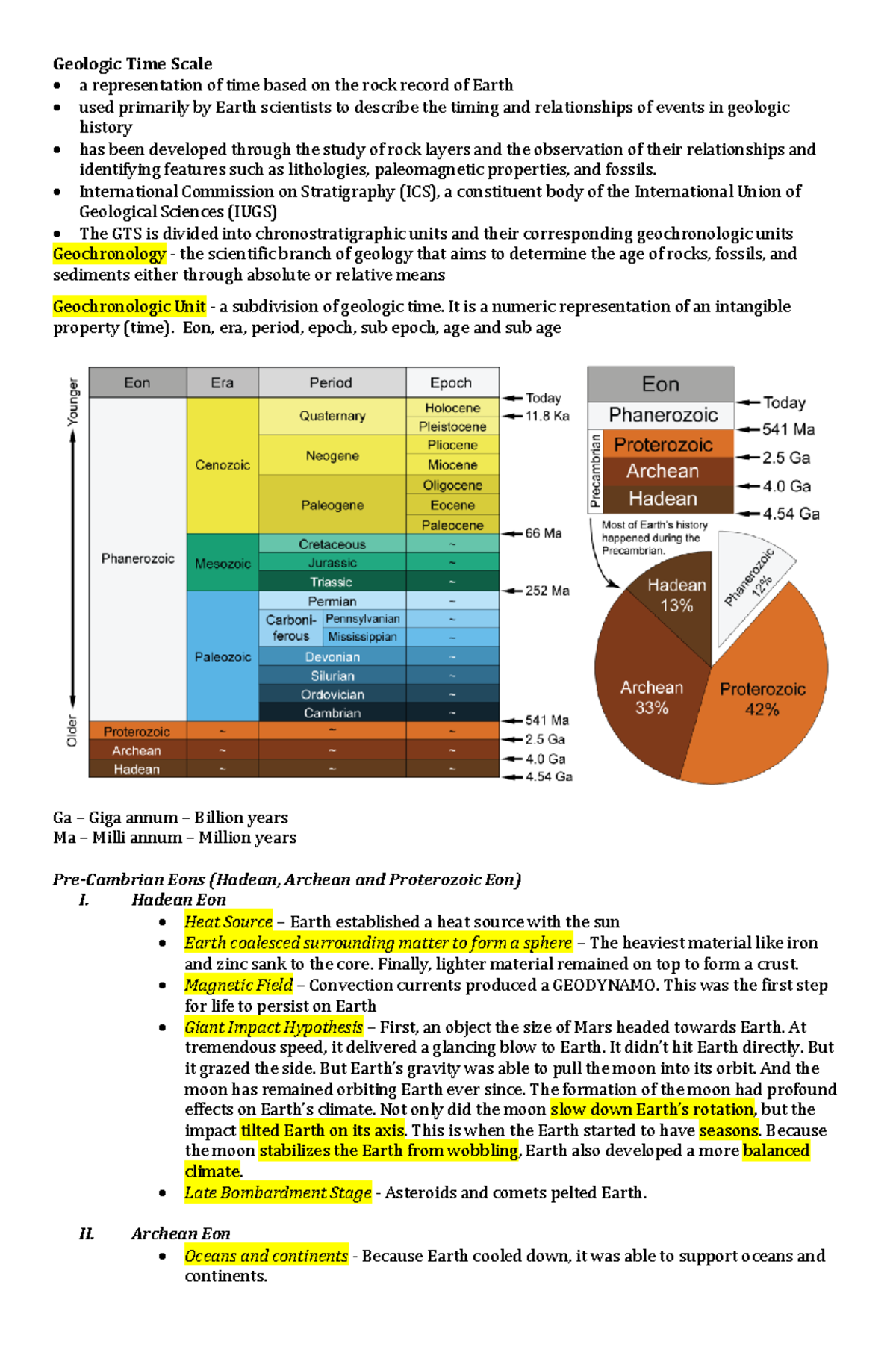 Geologic-Time-Scale - notes - Geologic Time Scale a representation of ...