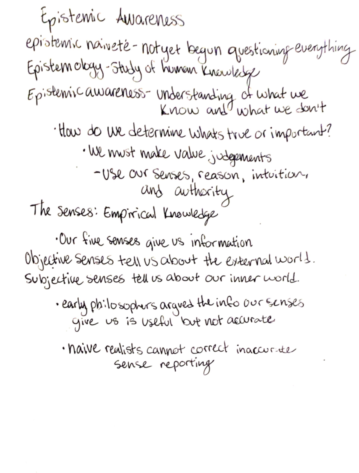 Epistemic awareness - Professor David Maxfield- PHL 101 - Epistemic ...