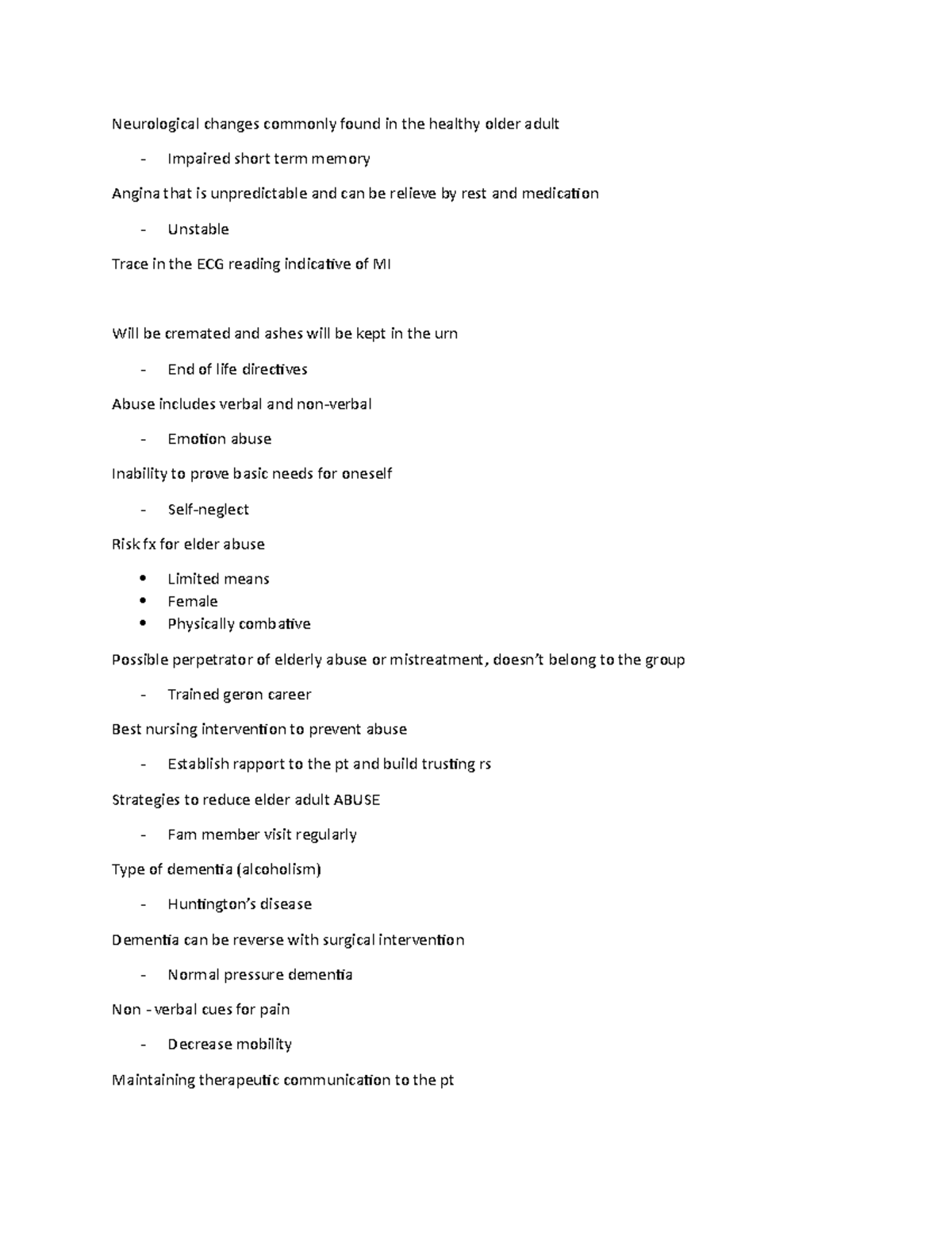 Geron - care of elderly - Neurological changes commonly found in the ...