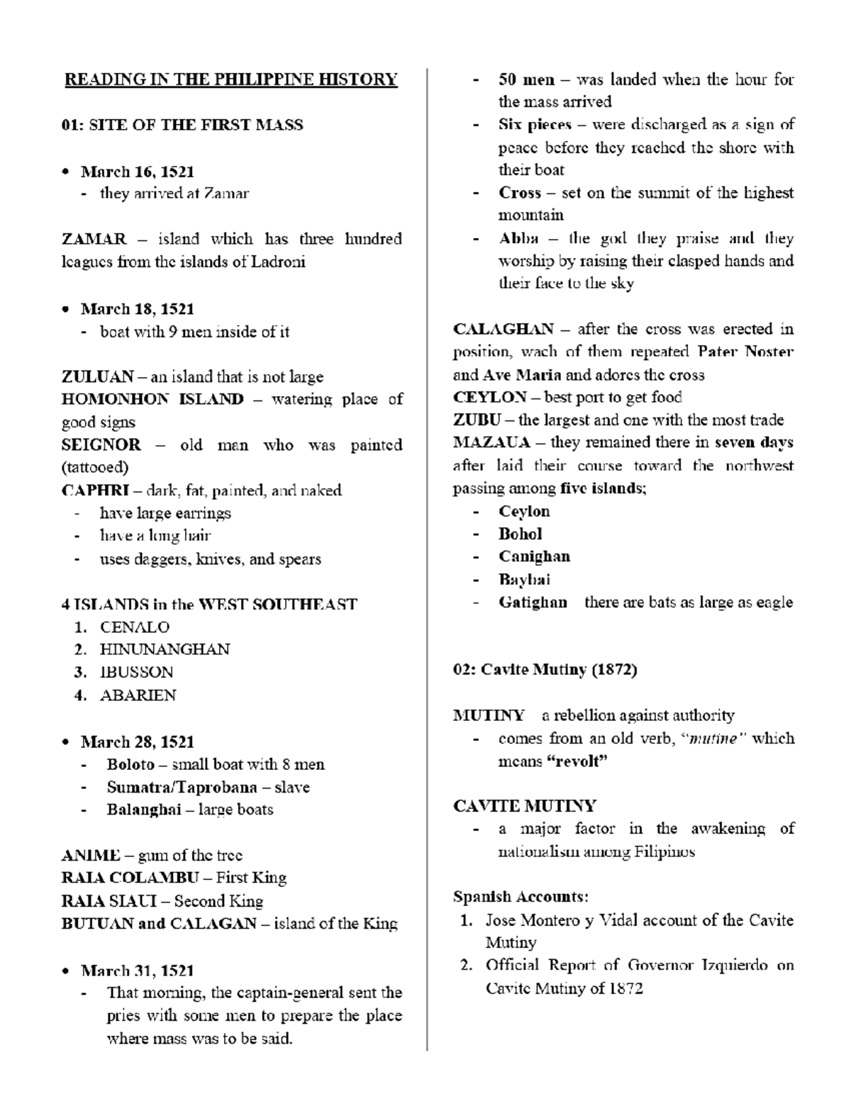 Reviewer in RPH - Readings in Philippine History - Studocu