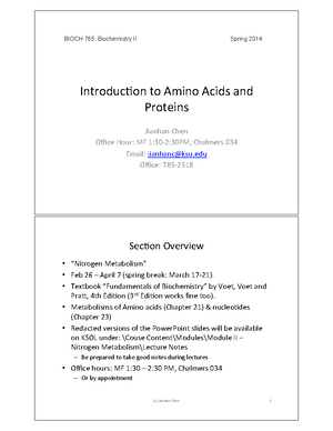 Biochemistry Lesson Plan March-Aug2023 L - BIO462-LESSON PLAN (March ...