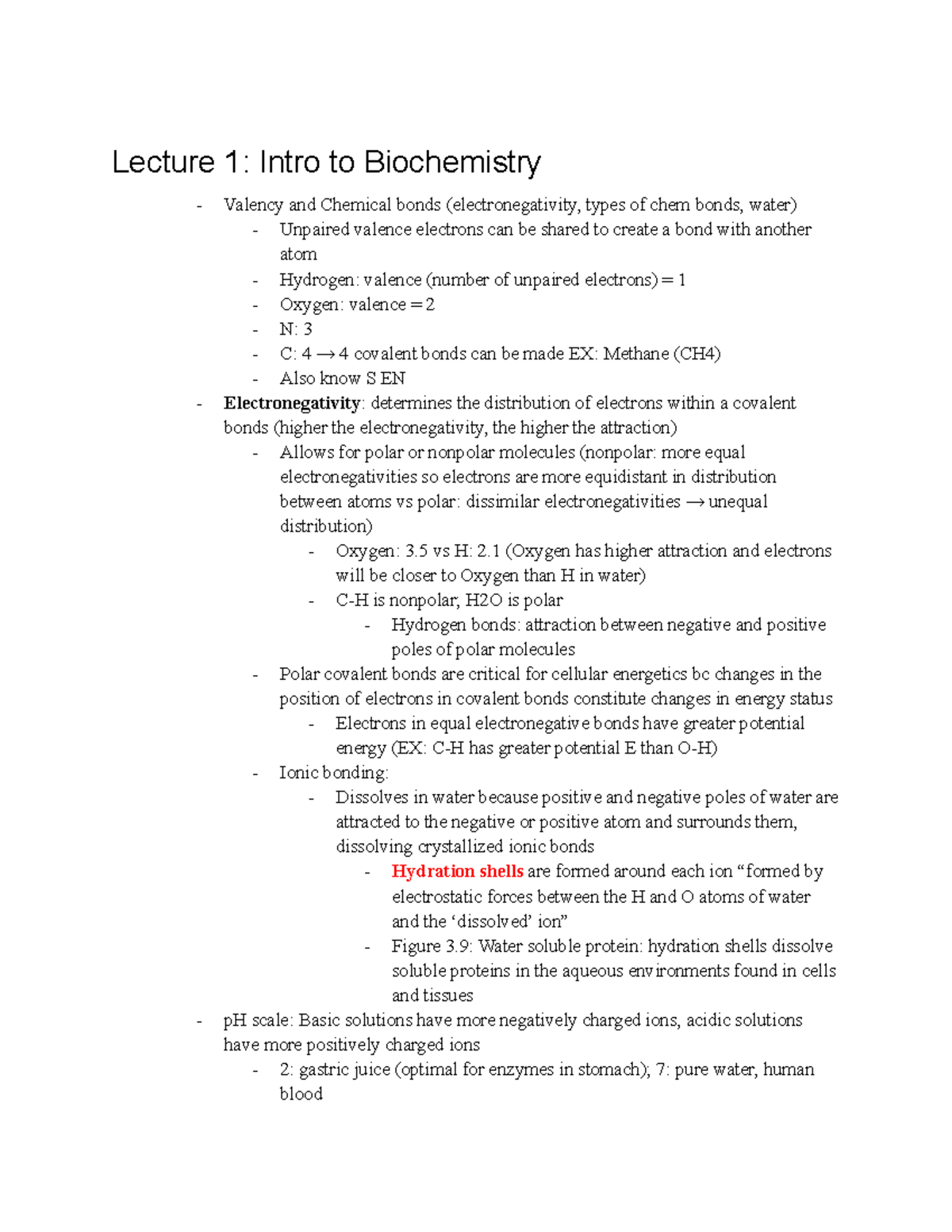 BISC 220 Intro to Biochemistry Notes - Lecture 1: Intro to Biochemistry ...