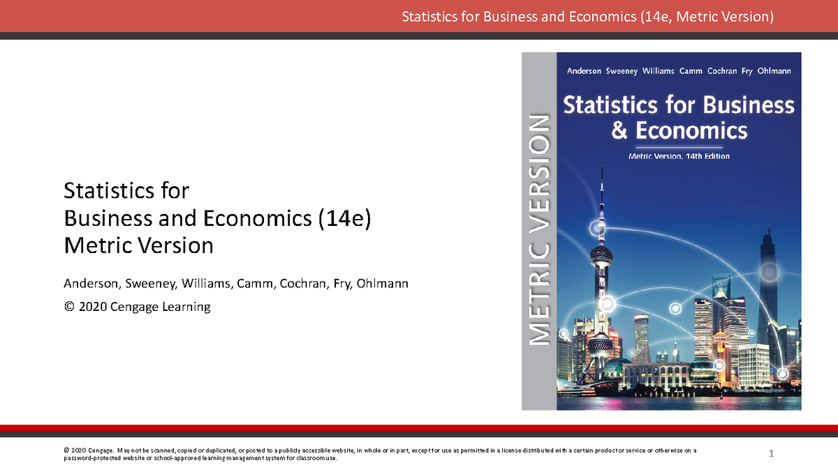 BUS102 Lecture 8 - first year statistics course - Statistics for ...