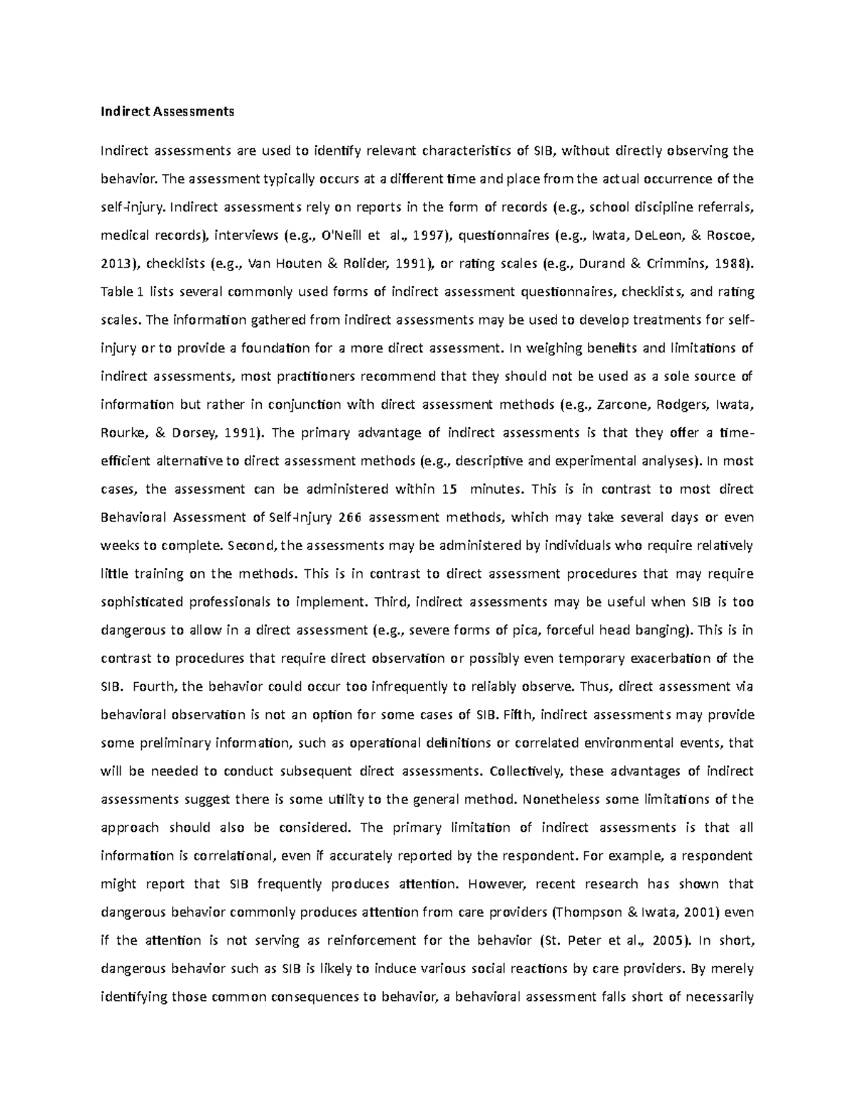 Indirect Assessments - Indirect Assessments Indirect assessments are ...